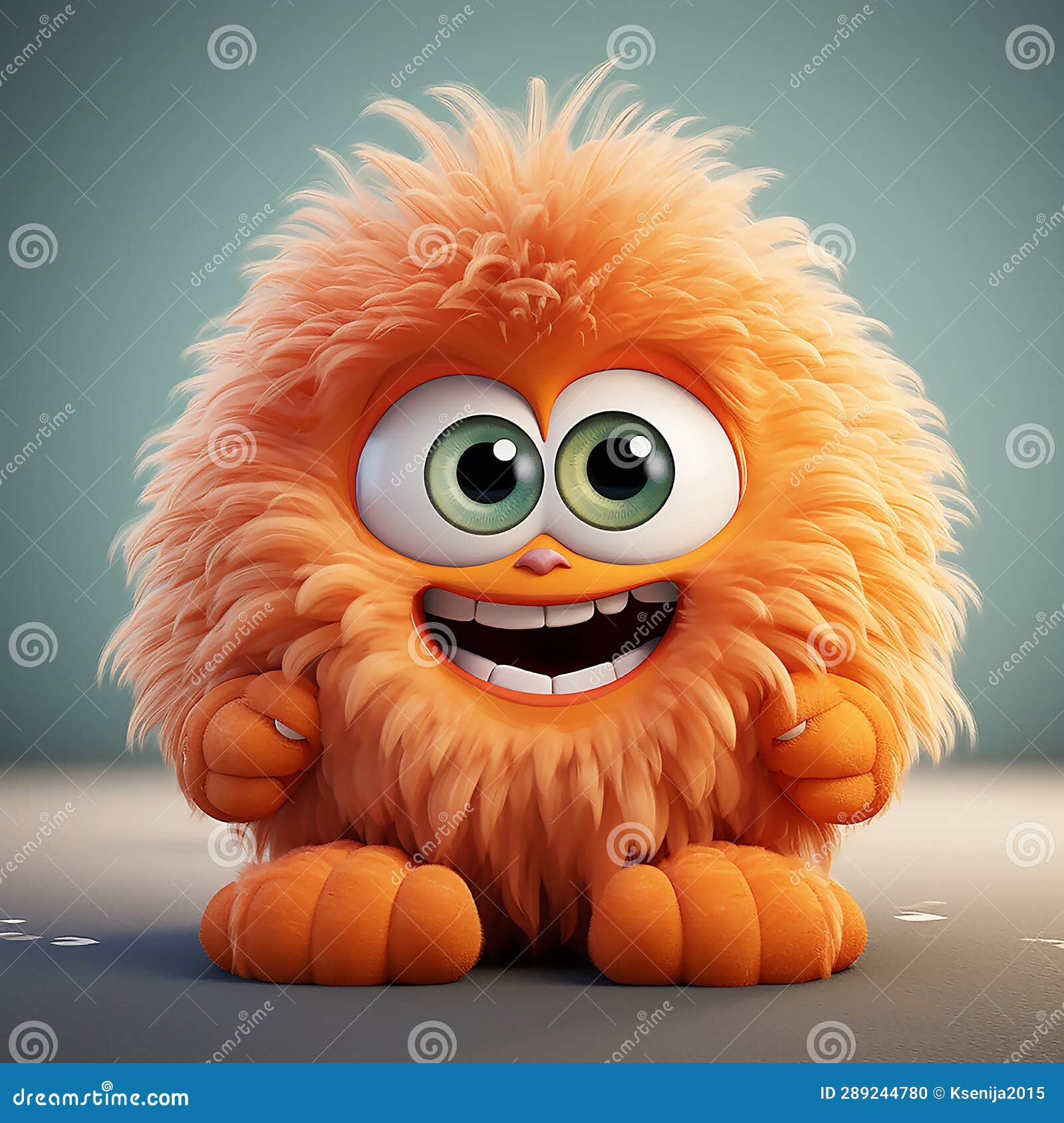 Funny Fur Monster. 3D Rendering Stock Illustration - Illustration of ...