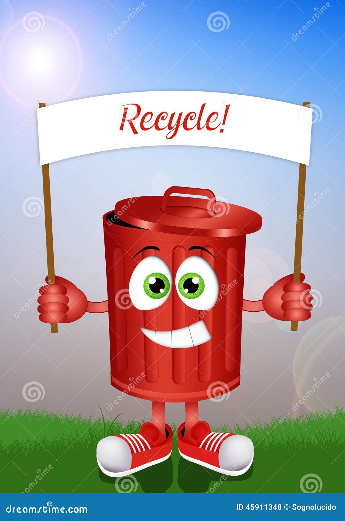 Funny Garbage Bin for Recycle Stock Illustration - Illustration of ...