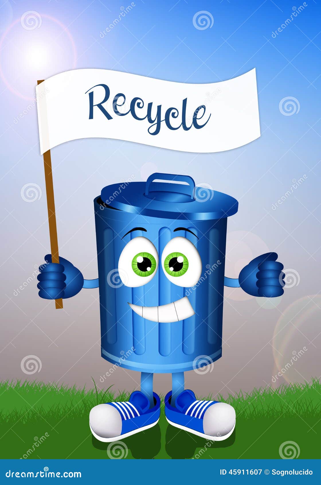 Funny Garbage Bin For Recycling Stock Illustration - Image: 45911607