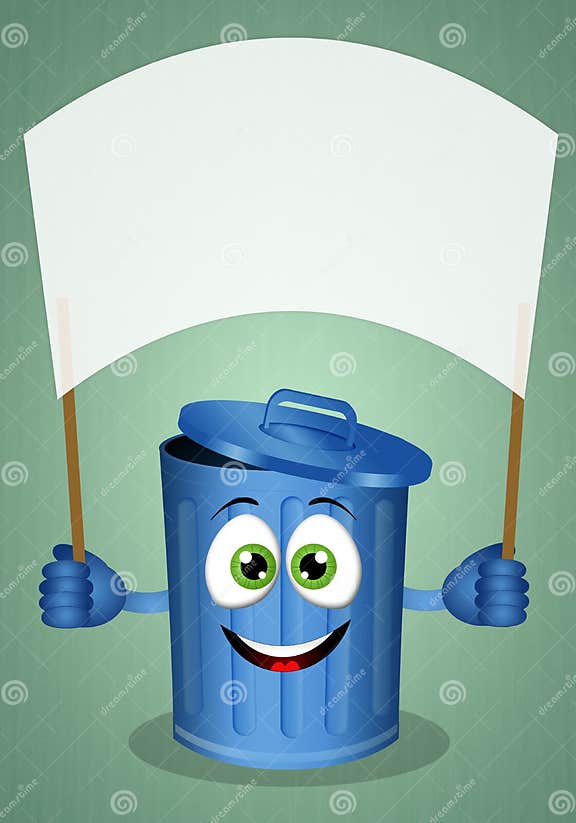 Funny Garbage Bin for Recycling Stock Illustration - Illustration of ...
