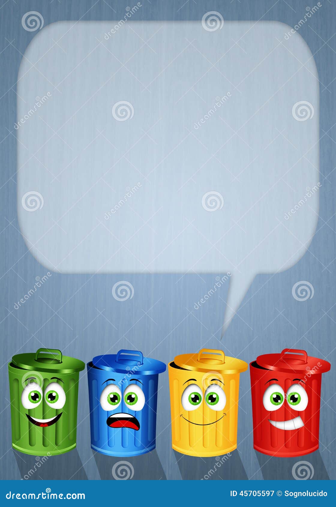 Funny Garbage Bins for Recycling Stock Illustration - Illustration of ...
