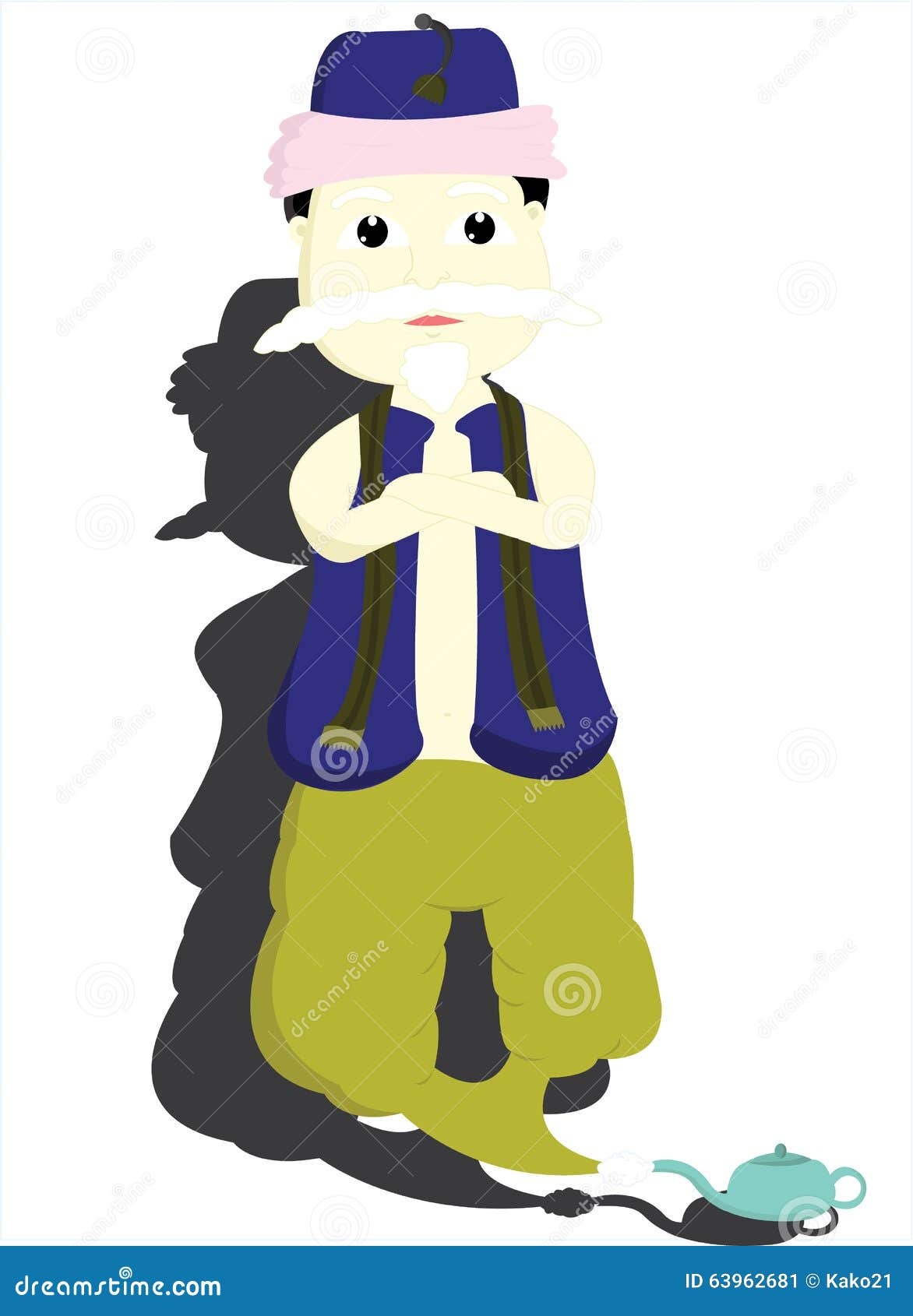 The funny genie stock vector. Illustration of hand, green - 63962681