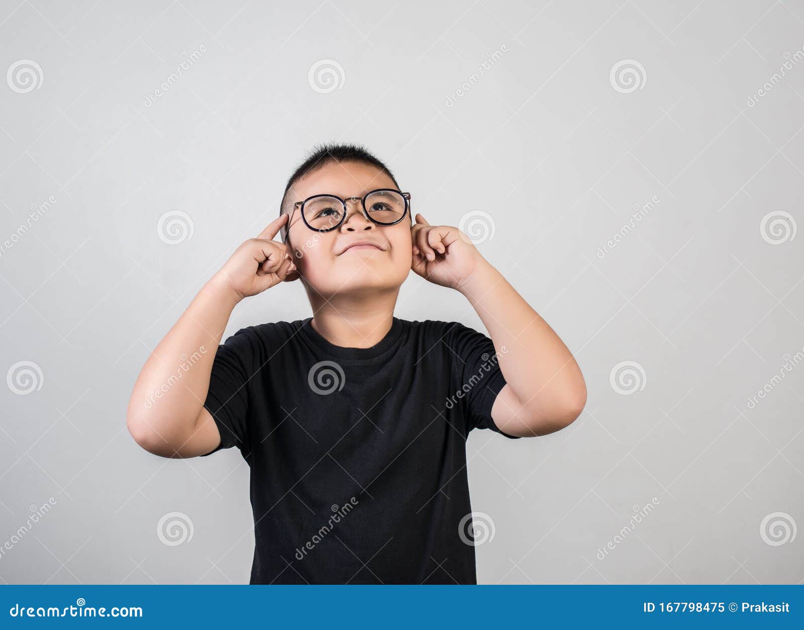 Genius Boy Thinking in Studio Shot Stock Image - Image of male ...