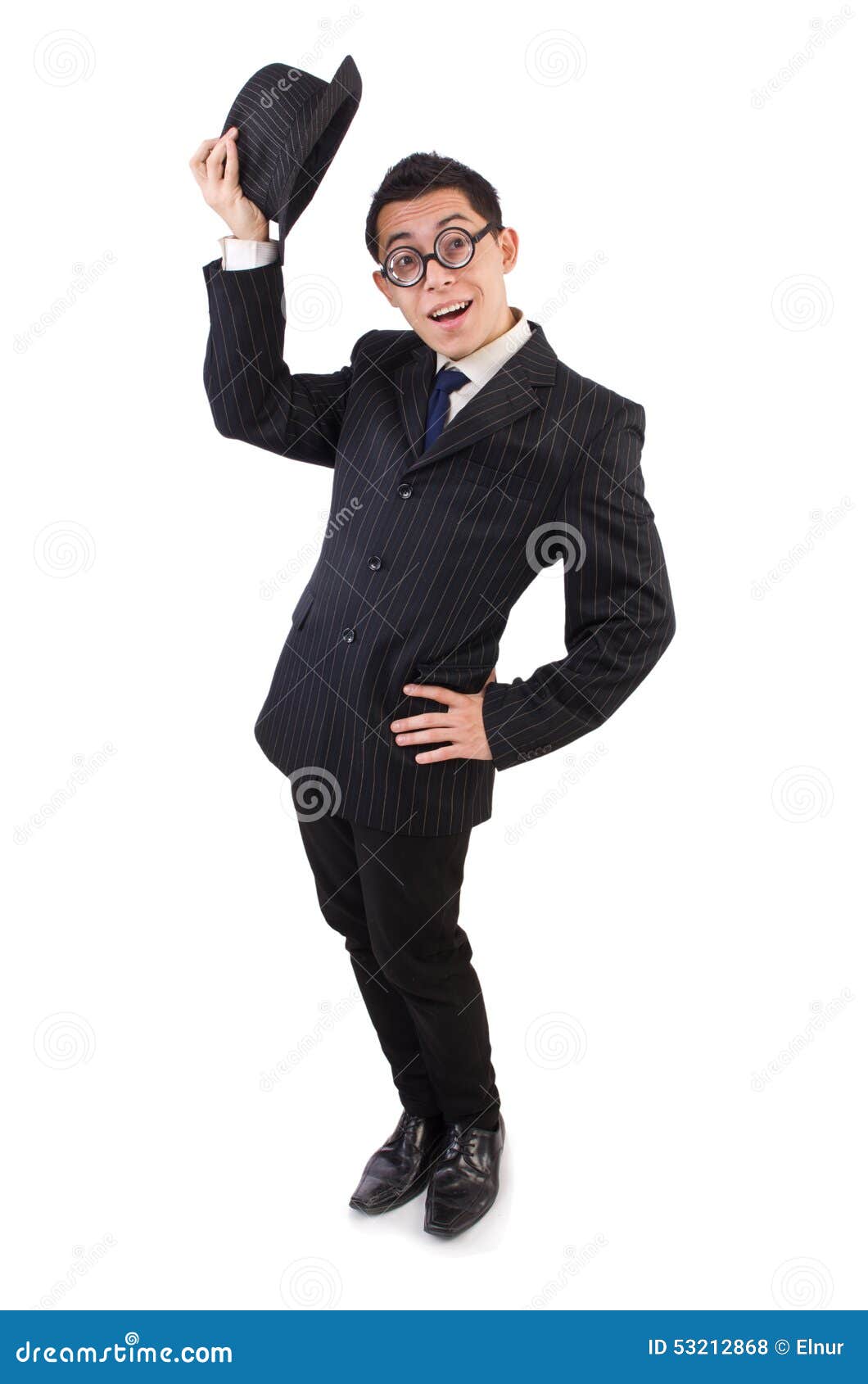 Funny Gentleman in Striped Suit Isolated on White Stock Photo - Image ...