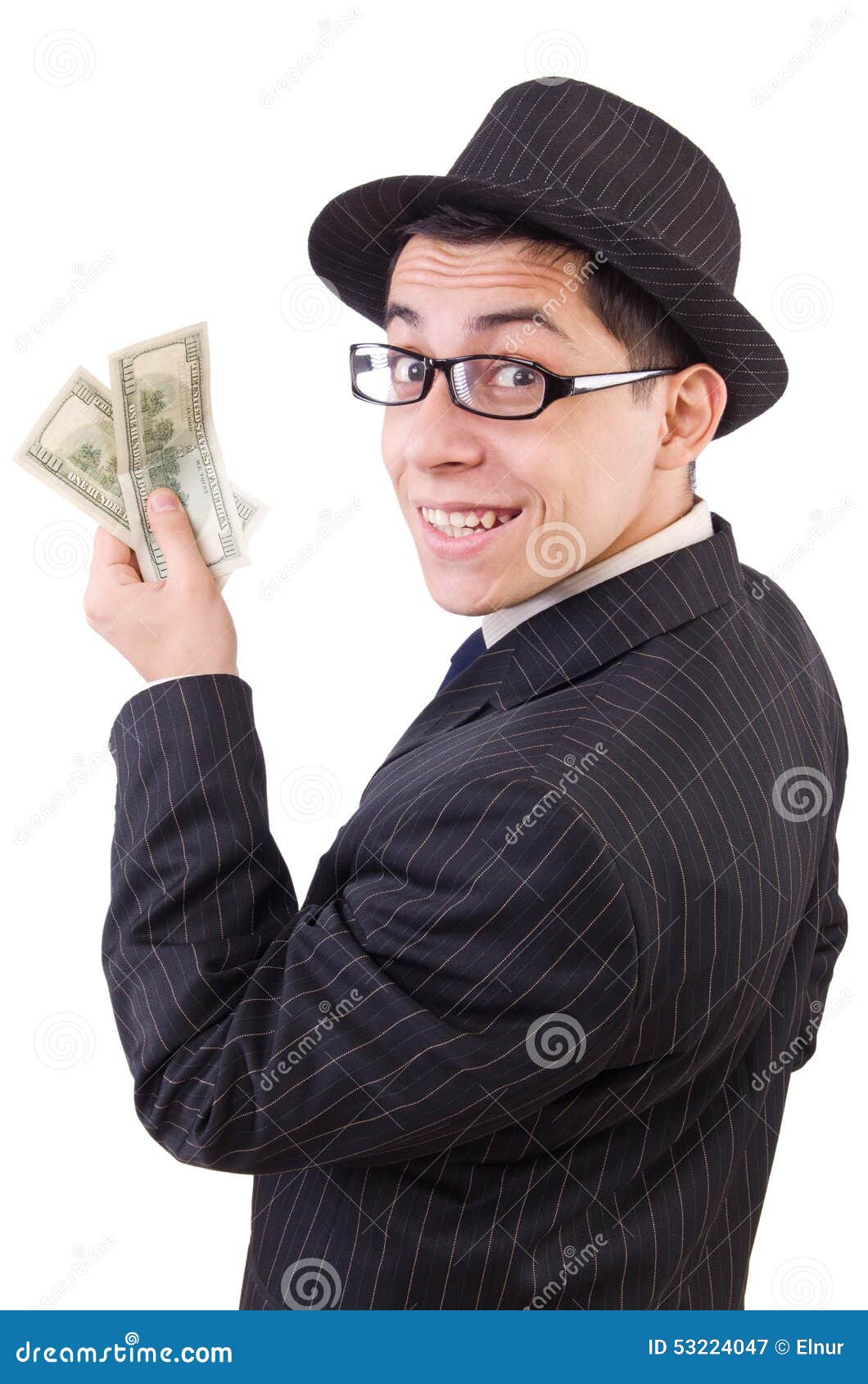 Funny Gentleman in Striped Suit Isolated on White Stock Image - Image ...