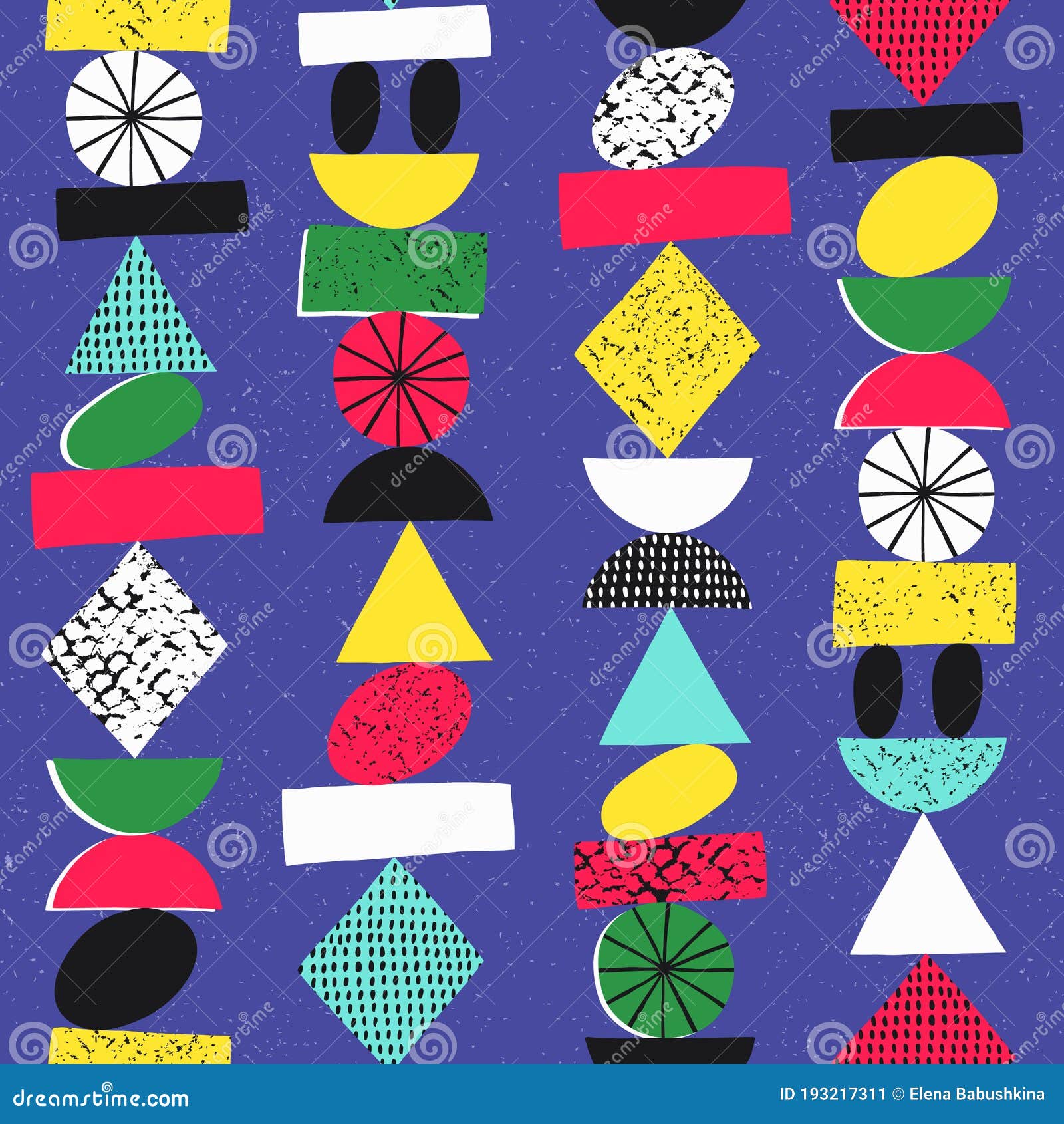 Funny Geometric Seamless Pattern. Vector Illustration Stock Vector ...