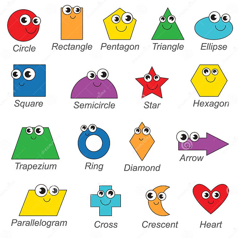 Funny Geometric Shapes and Forms Set, the Collection of Coloring Book ...