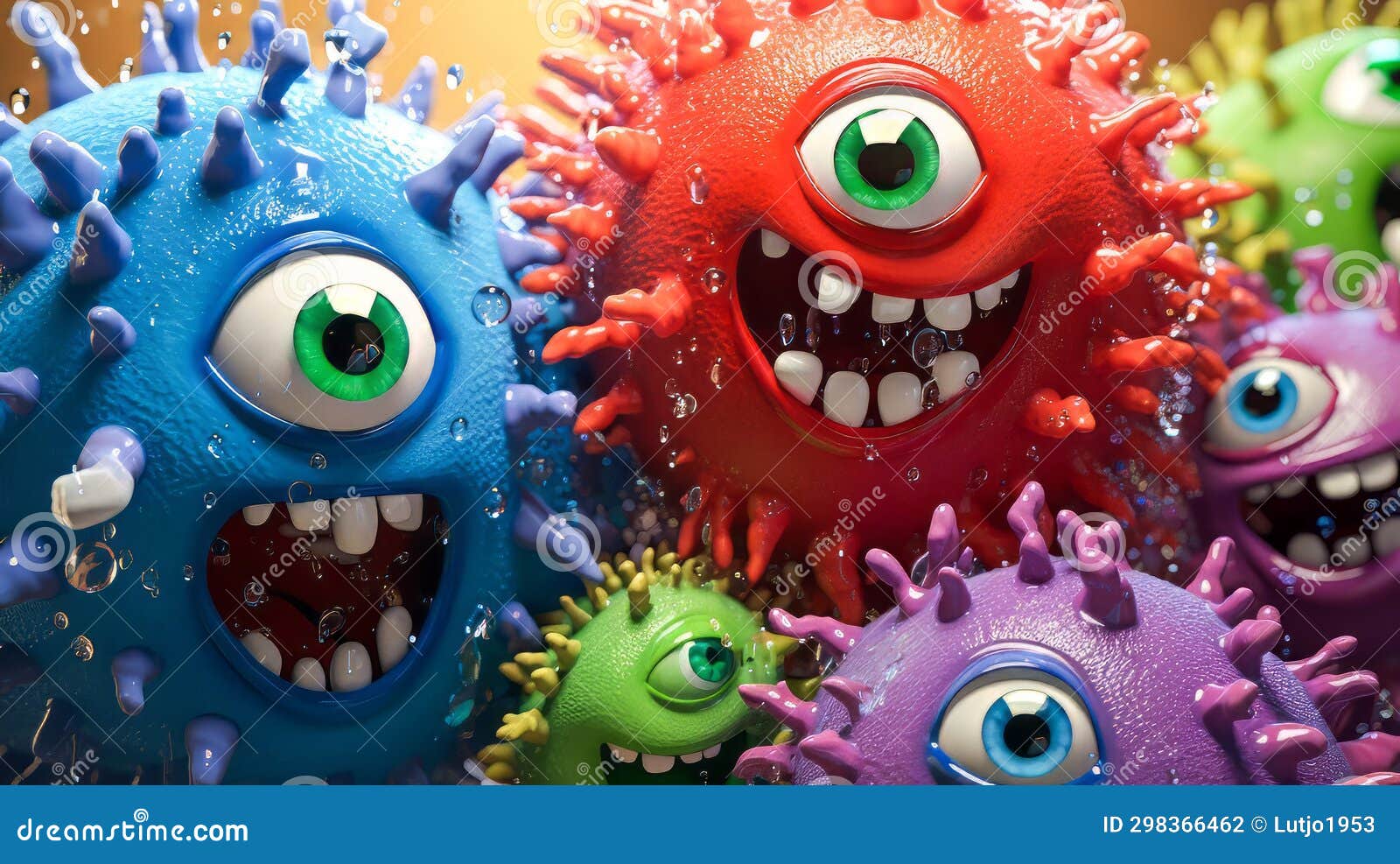Funny Germs Mugging for the Camera. Generated Image. Stock Illustration ...