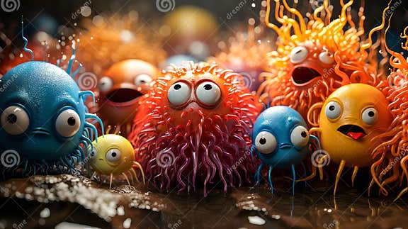 Funny Germs Mugging for the Camera. Generated Image. Stock Illustration ...