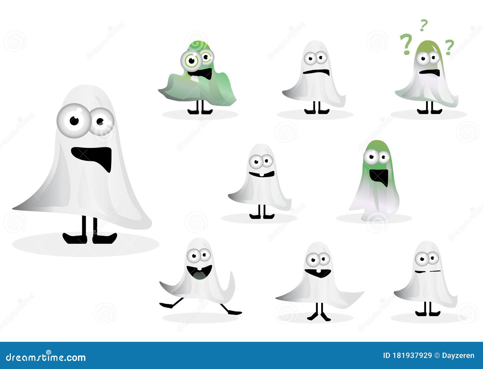 Funny Ghost with Expressions Stock Vector - Illustration of design ...