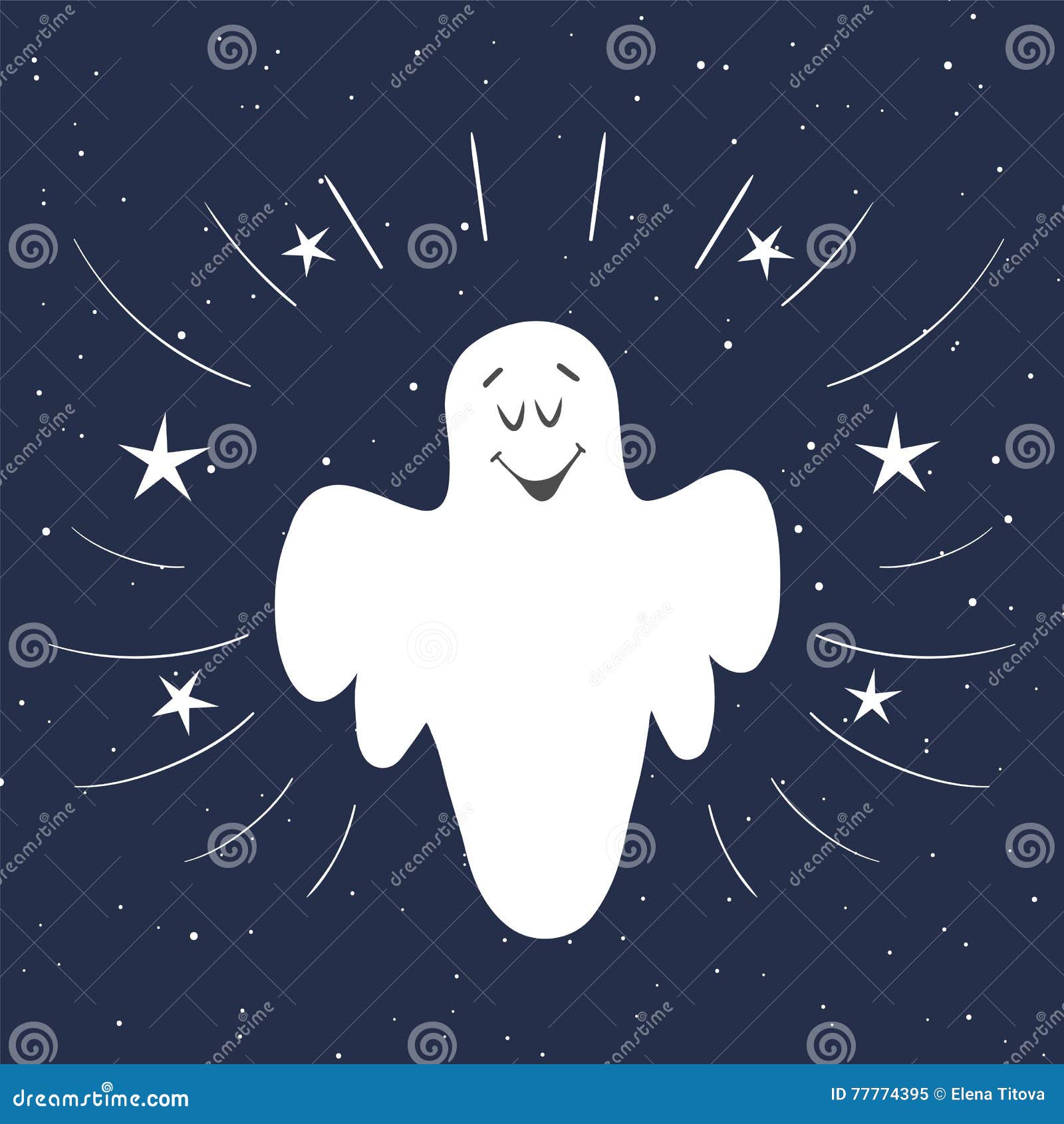 A Ghost Flying In The Sky Looks Scary Vector Or Color Illustration ...