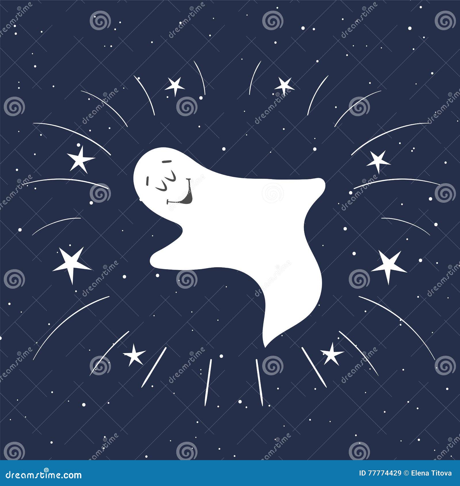 A Ghost Flying In The Sky Looks Scary Vector Or Color Illustration ...