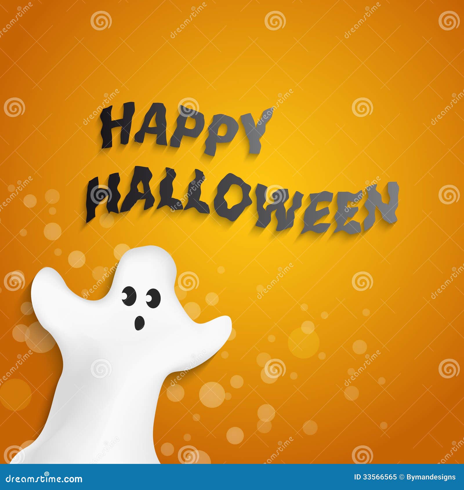 Funny Ghost Shape with Happy Halloween Message Stock Vector ...