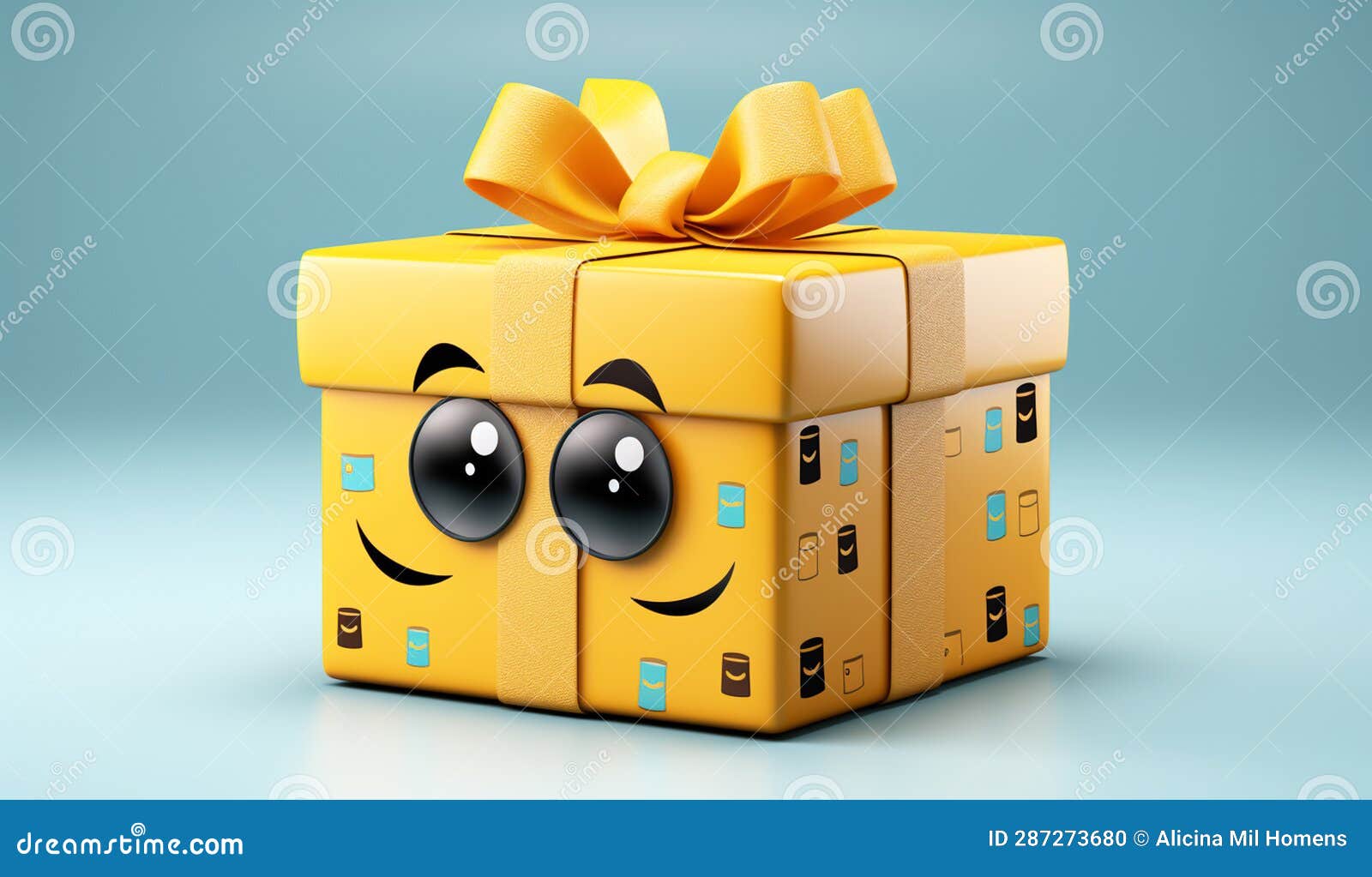 Funny Gift Box with Smiling Face. AI Generated Stock Illustration ...