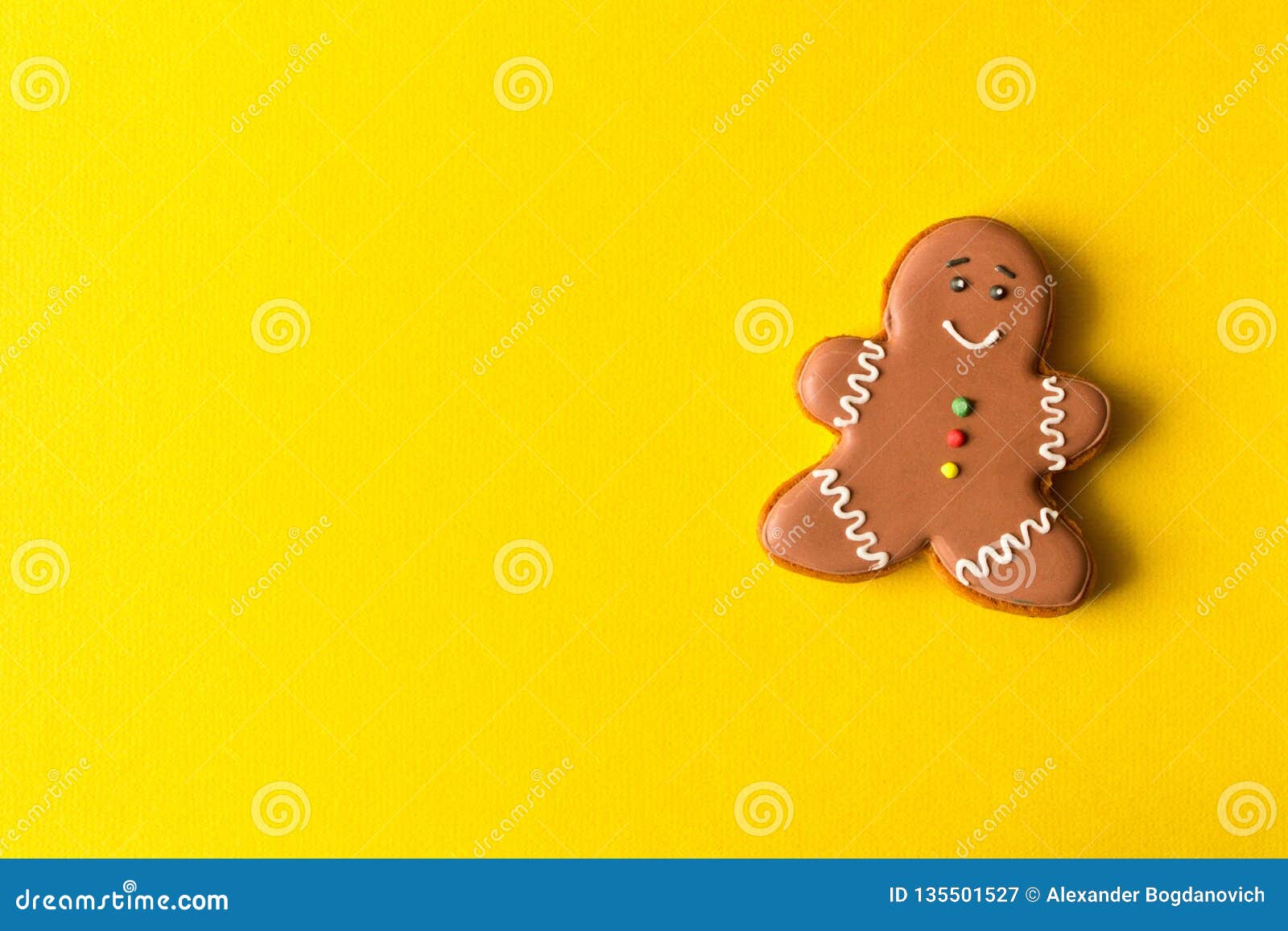 Funny Gingerbread Man on Yellow Background Stock Image - Image of ...