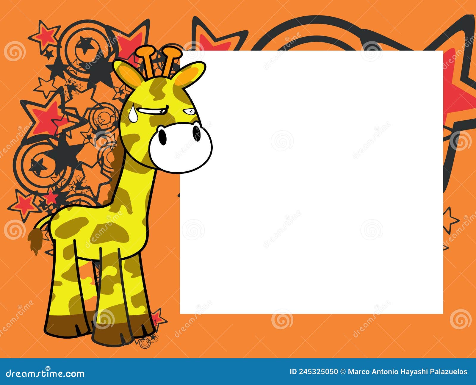 Grumpy Giraffe Cartoon Kawaii Expression Pictureframe Background ...
