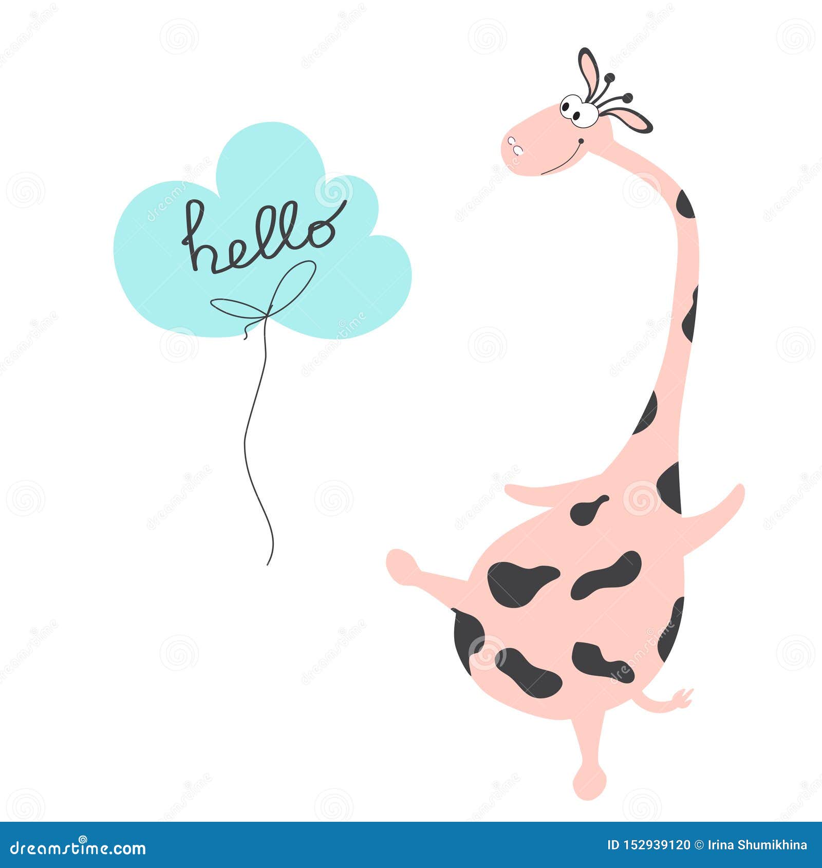Postcard Funny Giraffe with the Phrase Hello. Sketch Hello Stock Vector ...