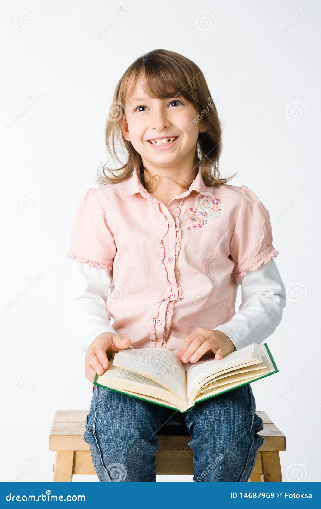 Funny girl with book stock image. Image of blouse, hair - 14687969
