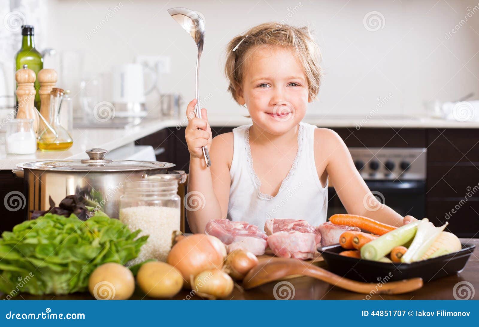Funny girl cooking food stock image. Image of chef, preparing - 44851707