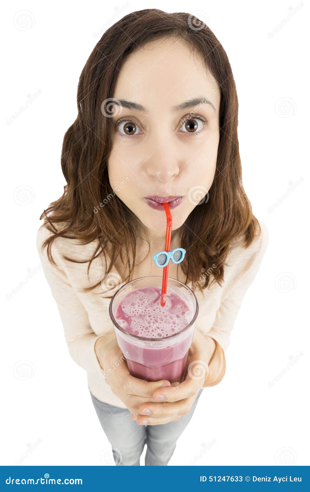 Funny Girl Drinking Smoothie Stock Image - Image of nutrition, fresh ...