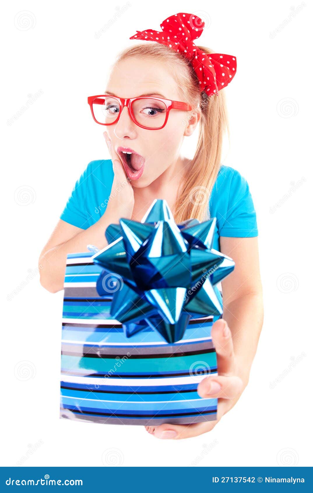 Funny Girl Excited by Getting a Present Stock Photo - Image of health ...