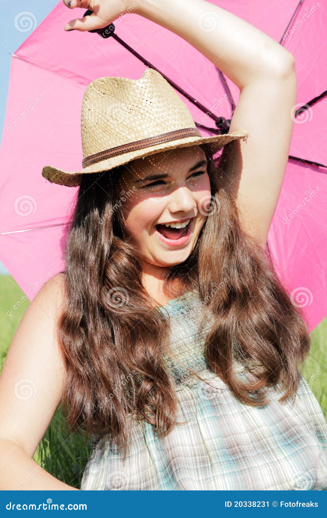 Funny girl with parasol stock image. Image of cute, holiday - 20338231