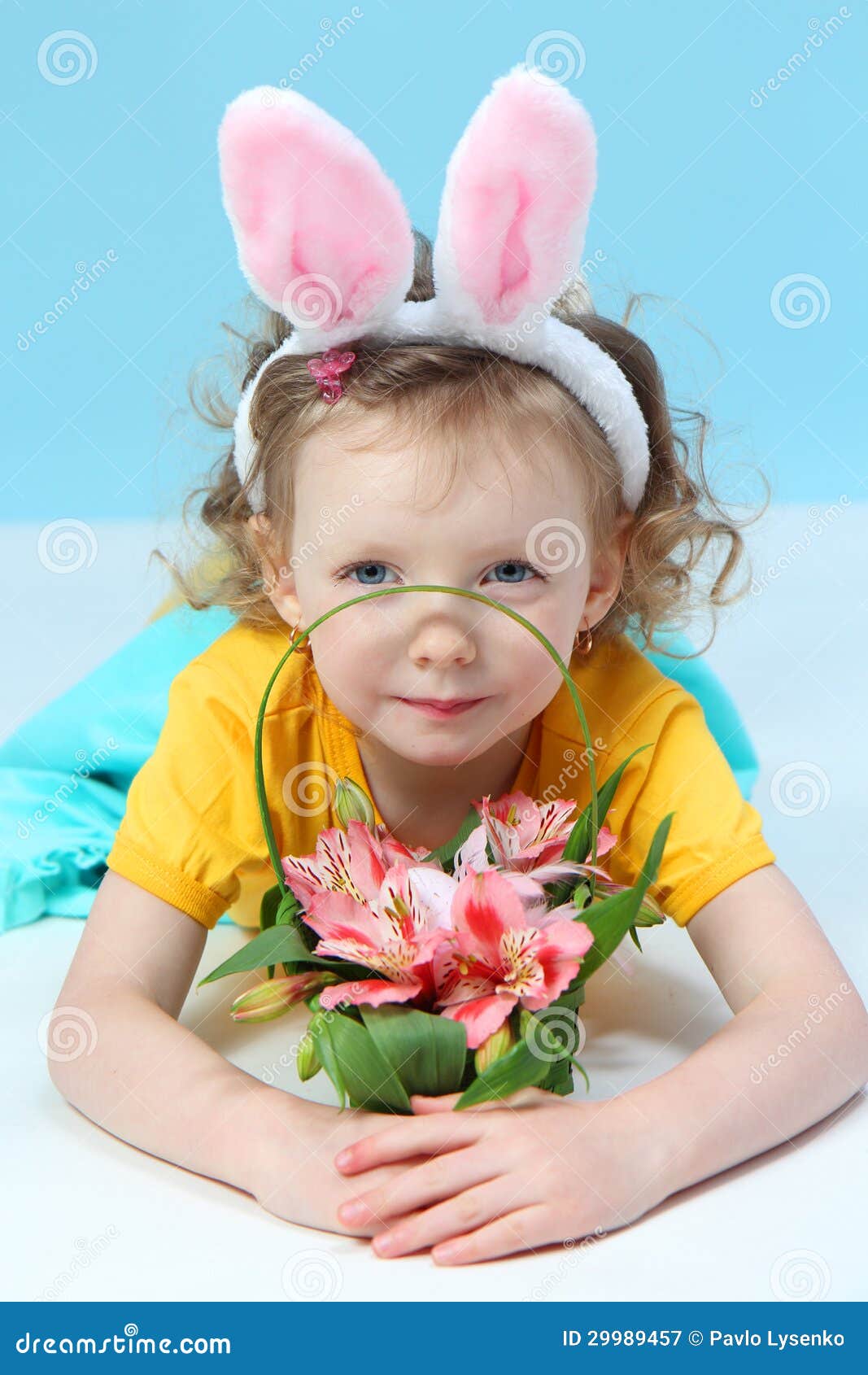 Girl with rabbit ears stock image. Image of ideas, little - 29989457