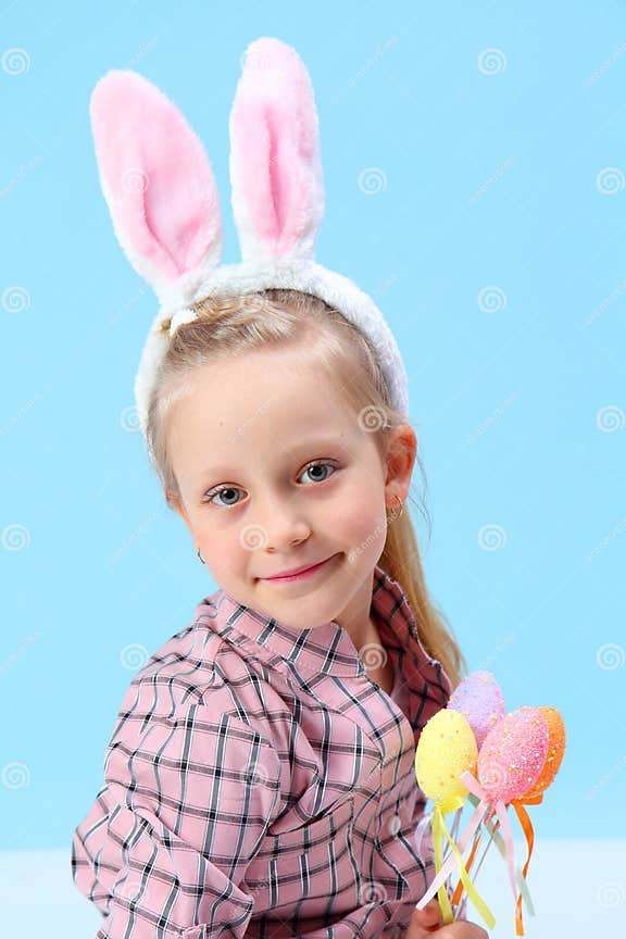 Girl with rabbit ears stock image. Image of people, hair - 30066167