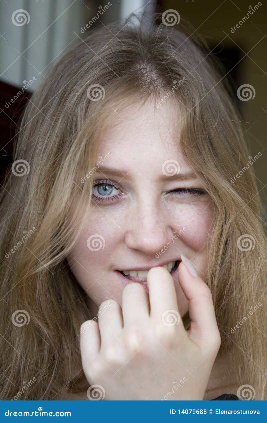 Funny girl winking stock photo. Image of dress, laugh - 14079688