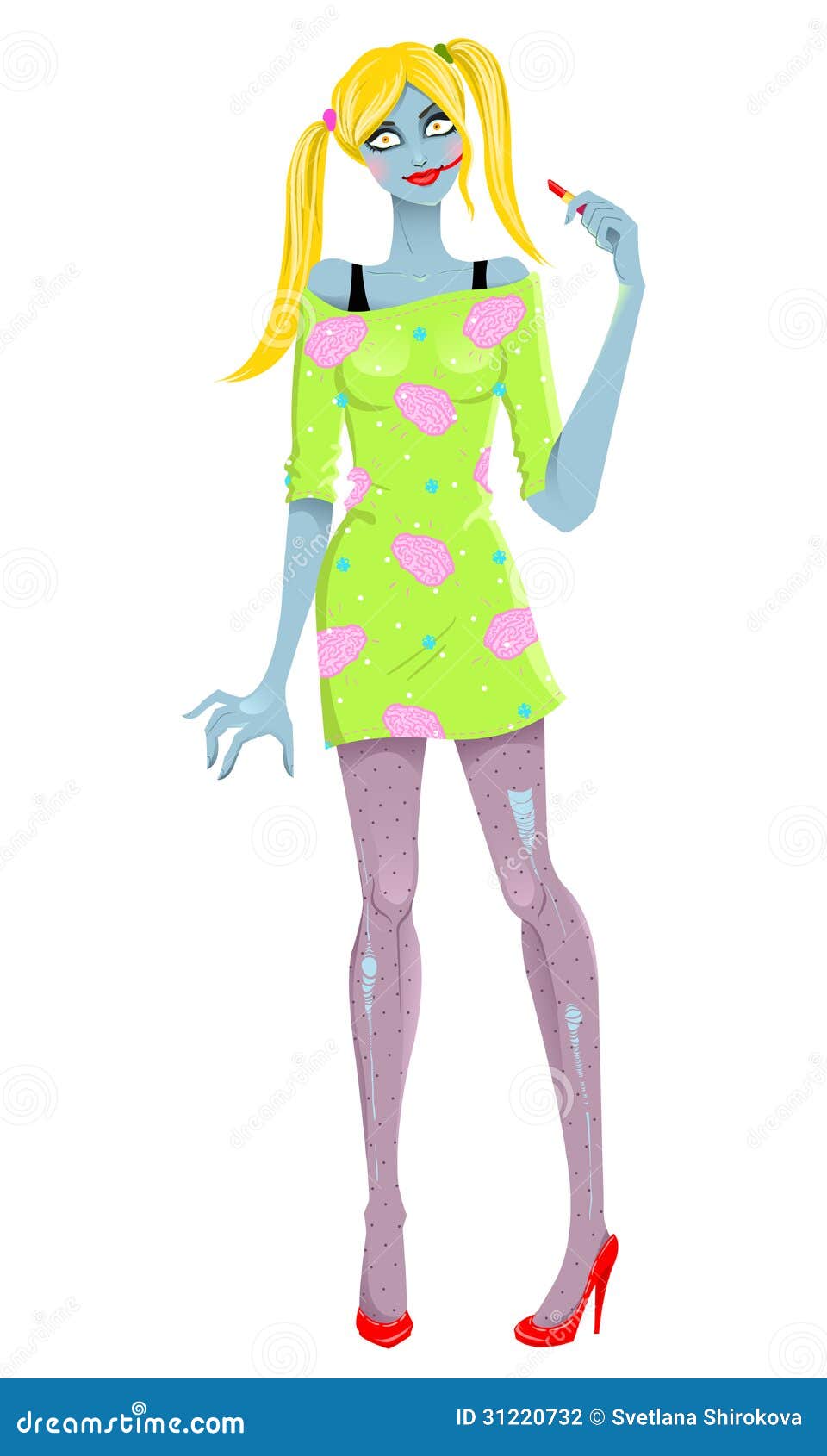 Funny Girl Squeezing Pimples Vector Cartoon Illustration ...