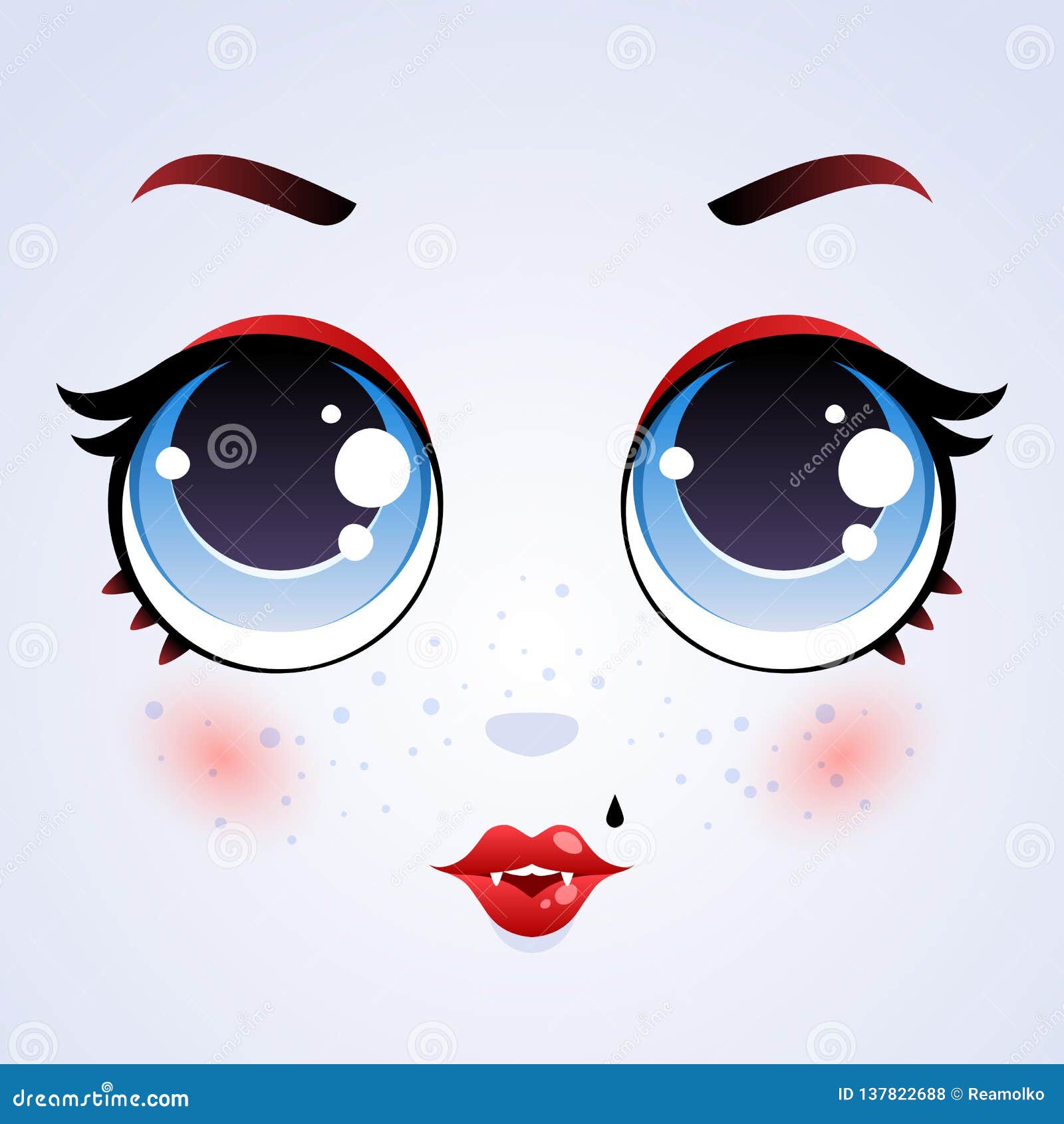 Funny Girly Doll Face. Kawaii Avatar. Cartoon Vector | CartoonDealer ...