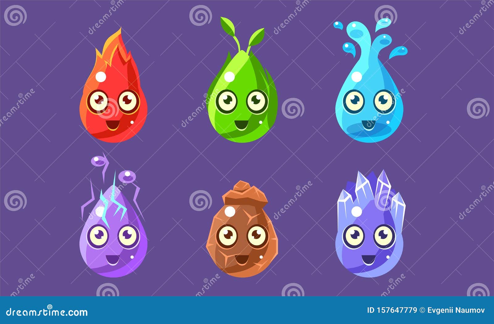 Funny Glossy Shaping Characters Set, Cute Colorful Nature Elements ...