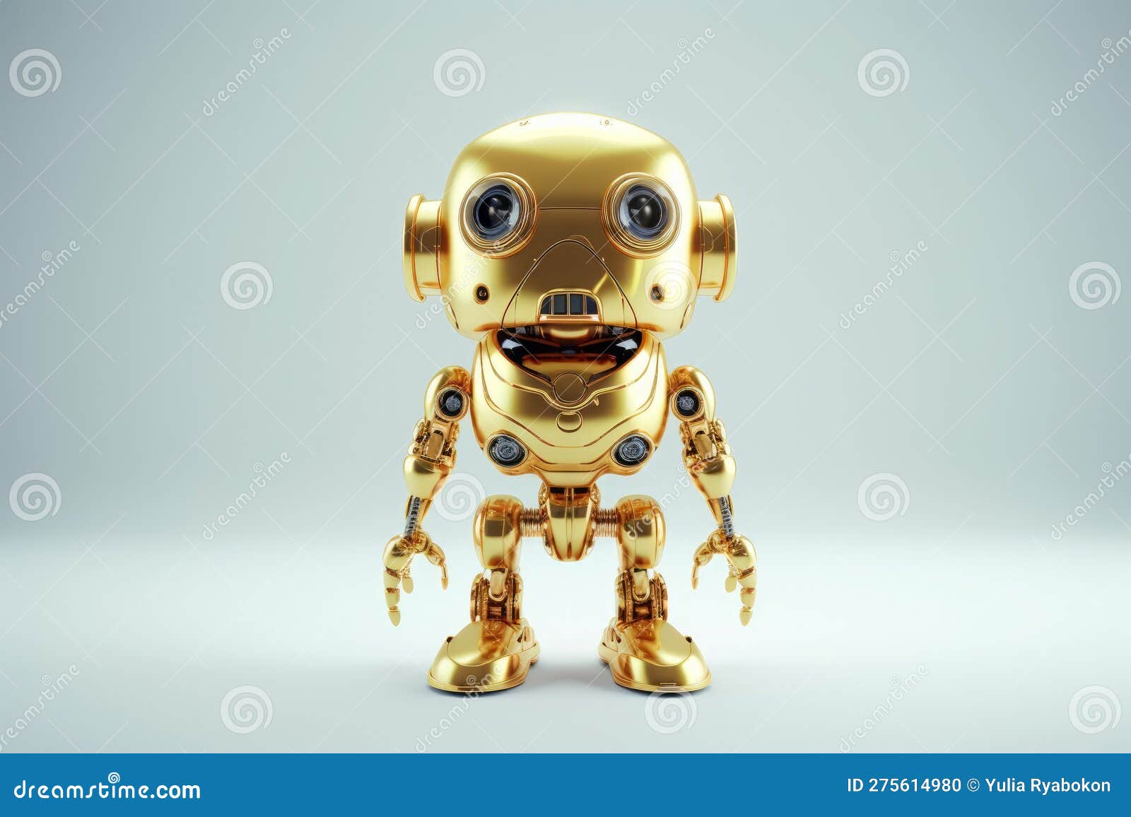 Funny Golden Robot. Generate Ai Stock Illustration - Illustration of ...
