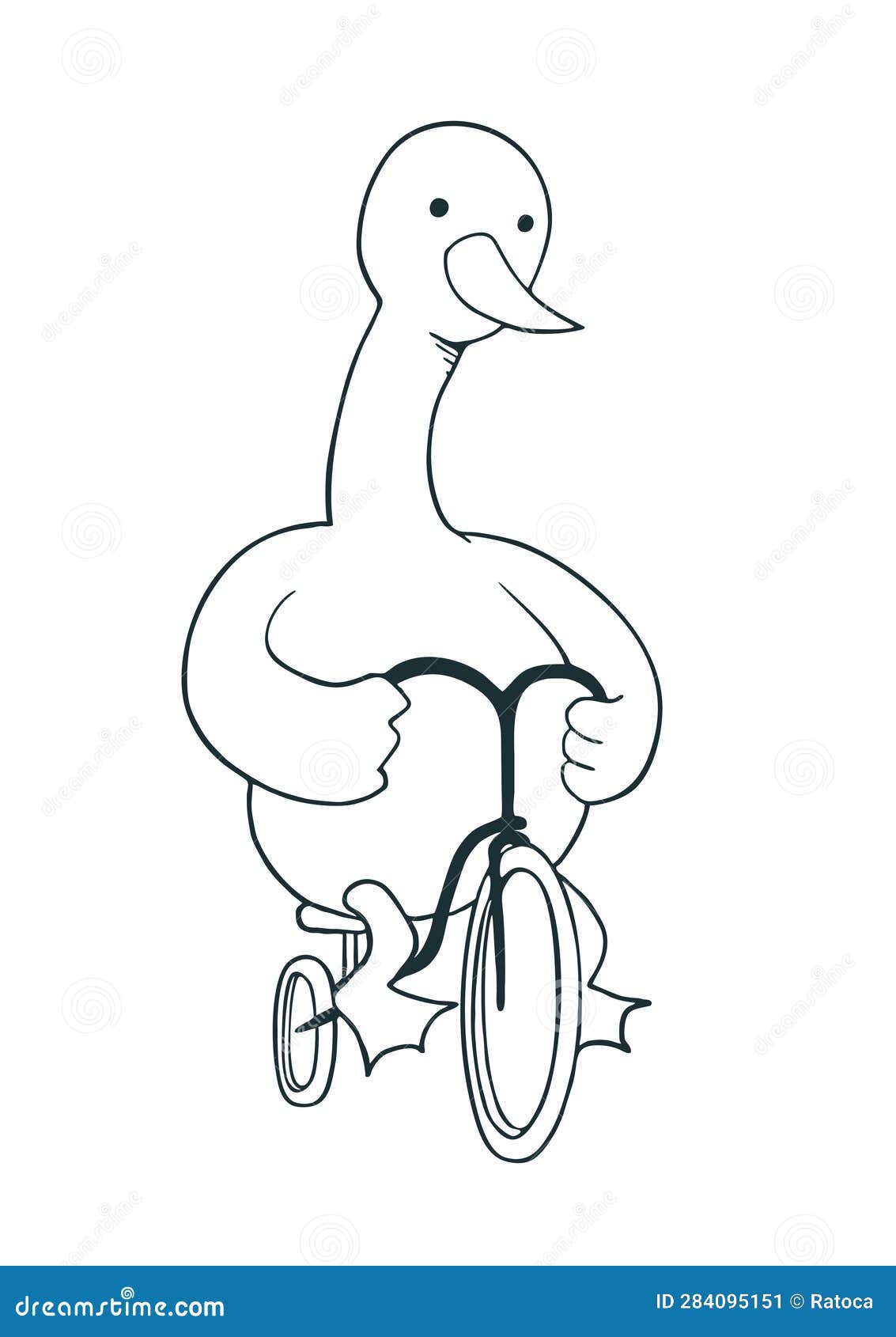 Funny Goose Cycling To Coloring Stock Vector - Illustration of ...