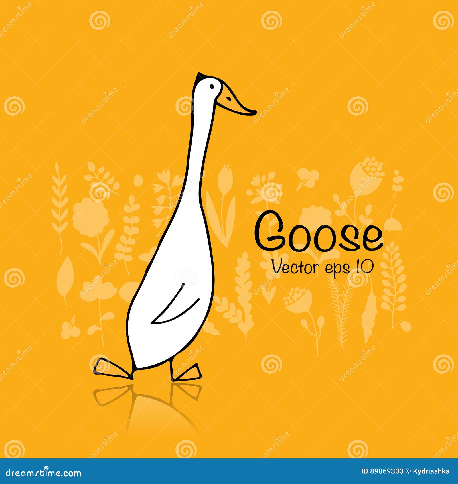 Funny Goose, Sketch for Your Design Stock Vector - Illustration of ...
