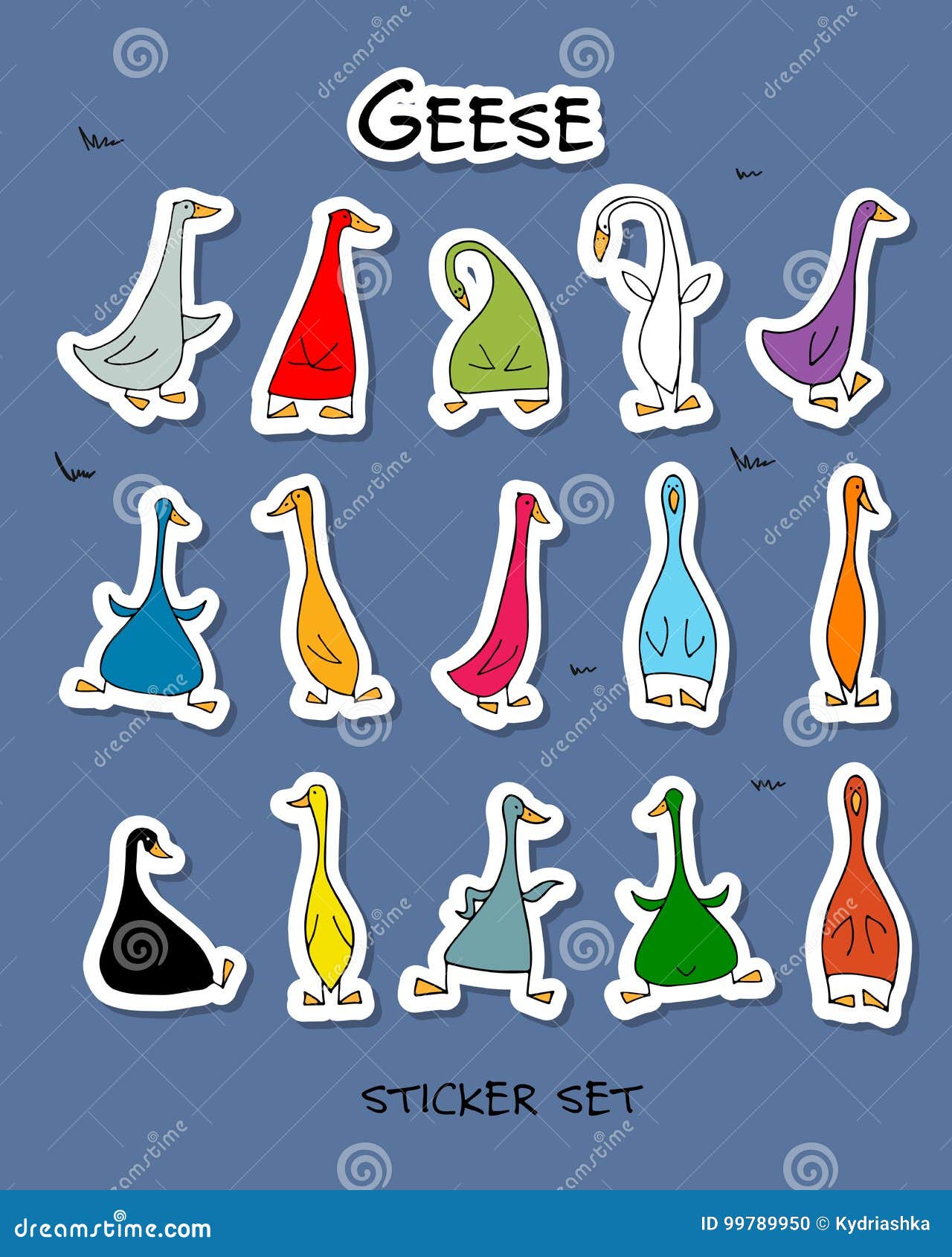 Funny Goose, Sticker Set for Your Design Stock Vector - Illustration of ...