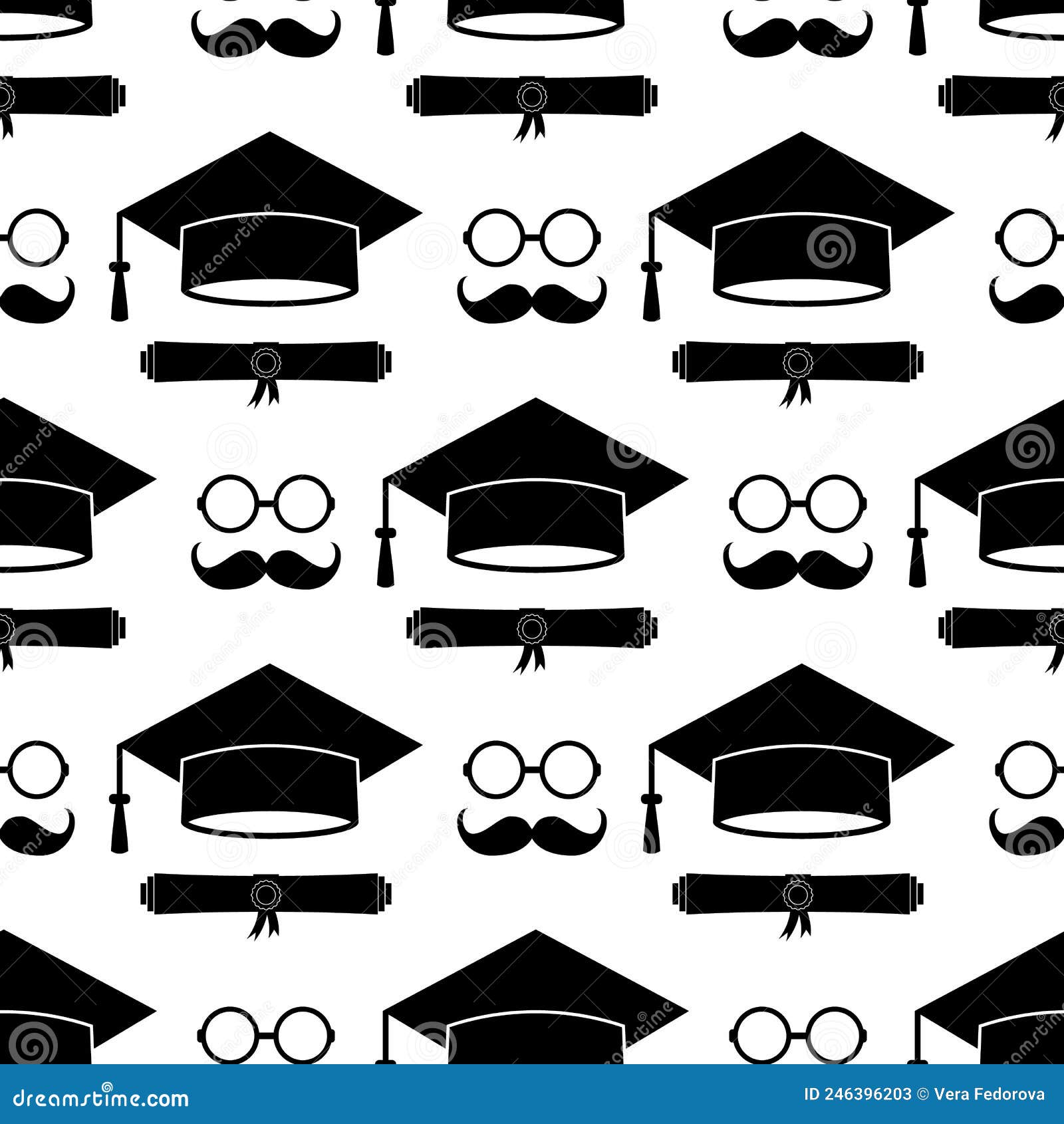 Funny Graduation Cartoon Character. Seamless Sublimation Template For ...