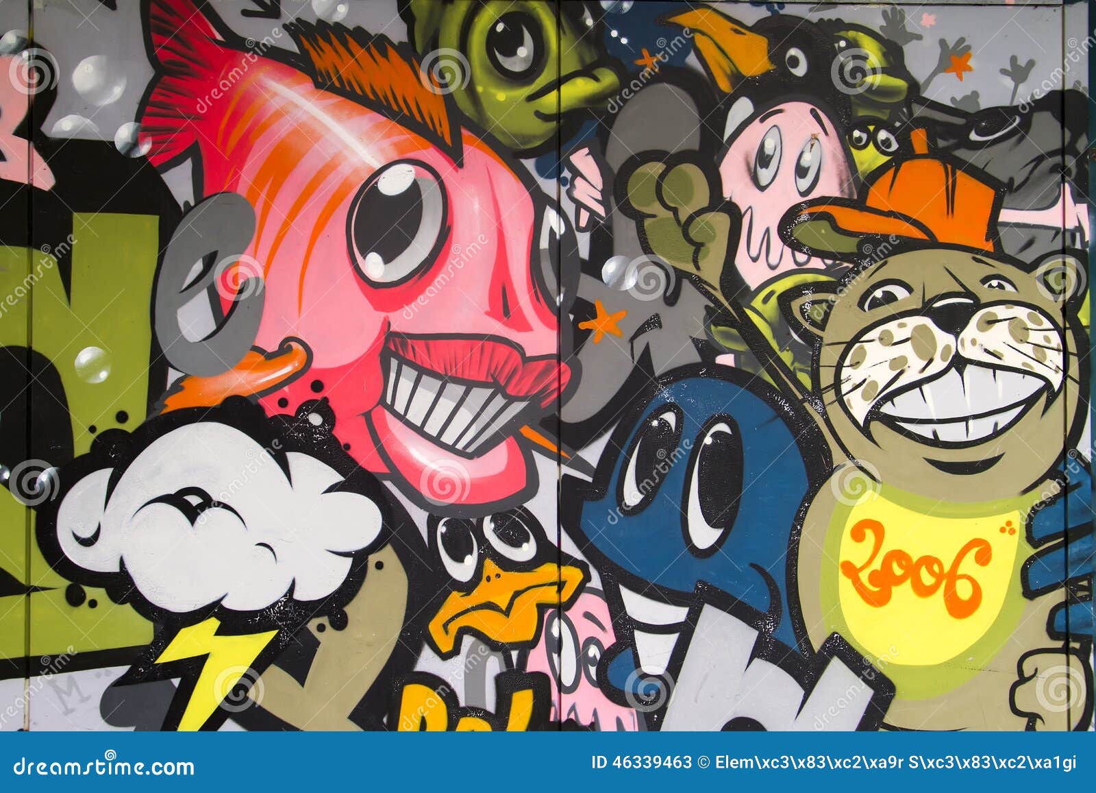 Funny graffiti wall editorial stock photo. Image of structure - 46339463