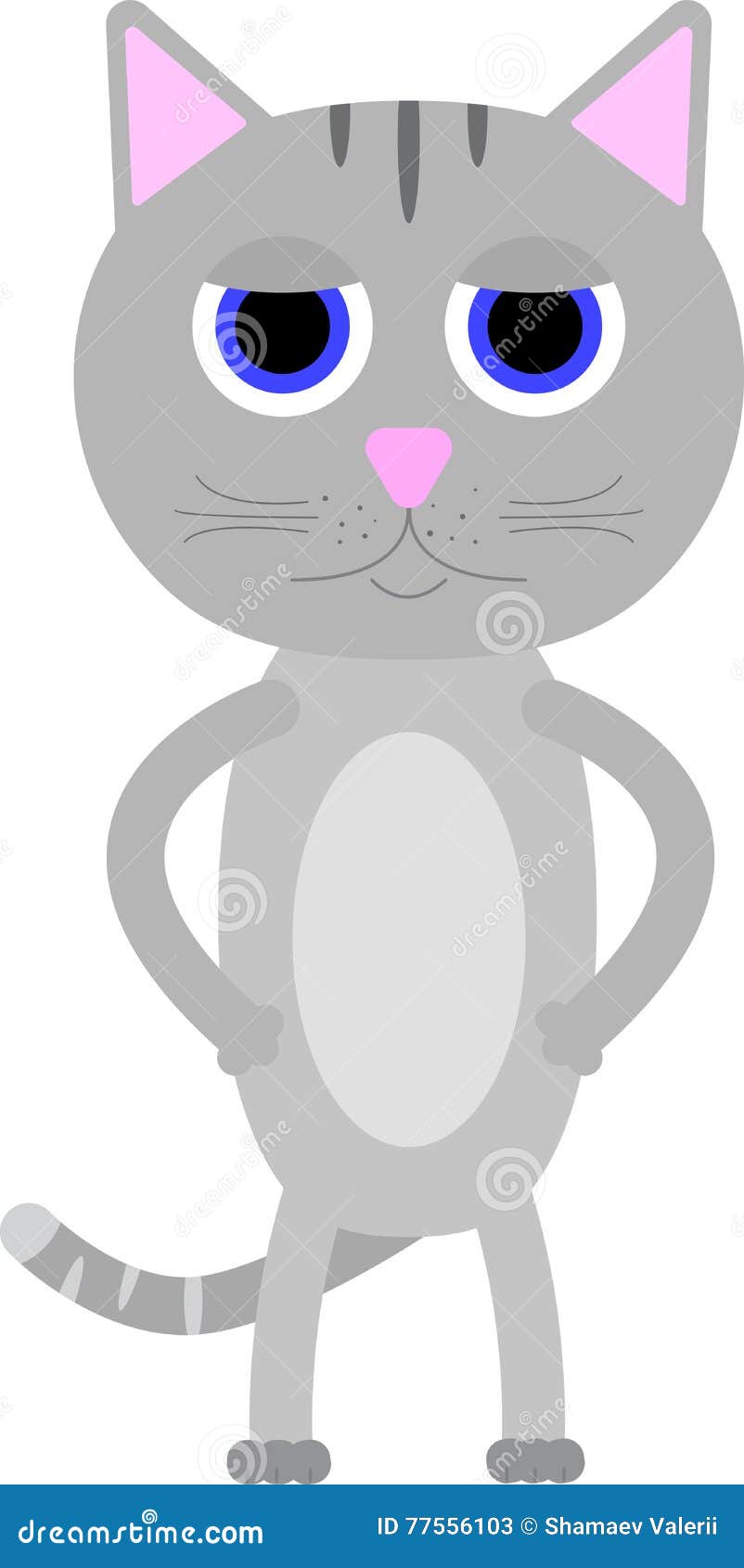 Funny gray cat stock vector. Illustration of comic, animal - 77556103