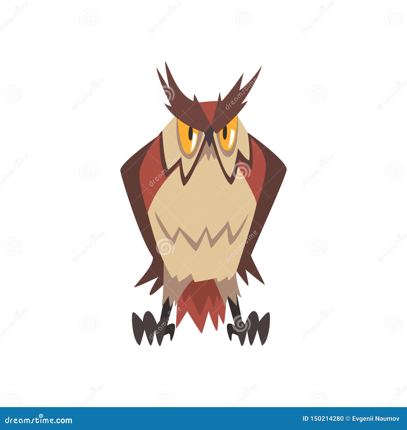 Funny Great Horned Owl Character Vector Illustration Stock Vector ...