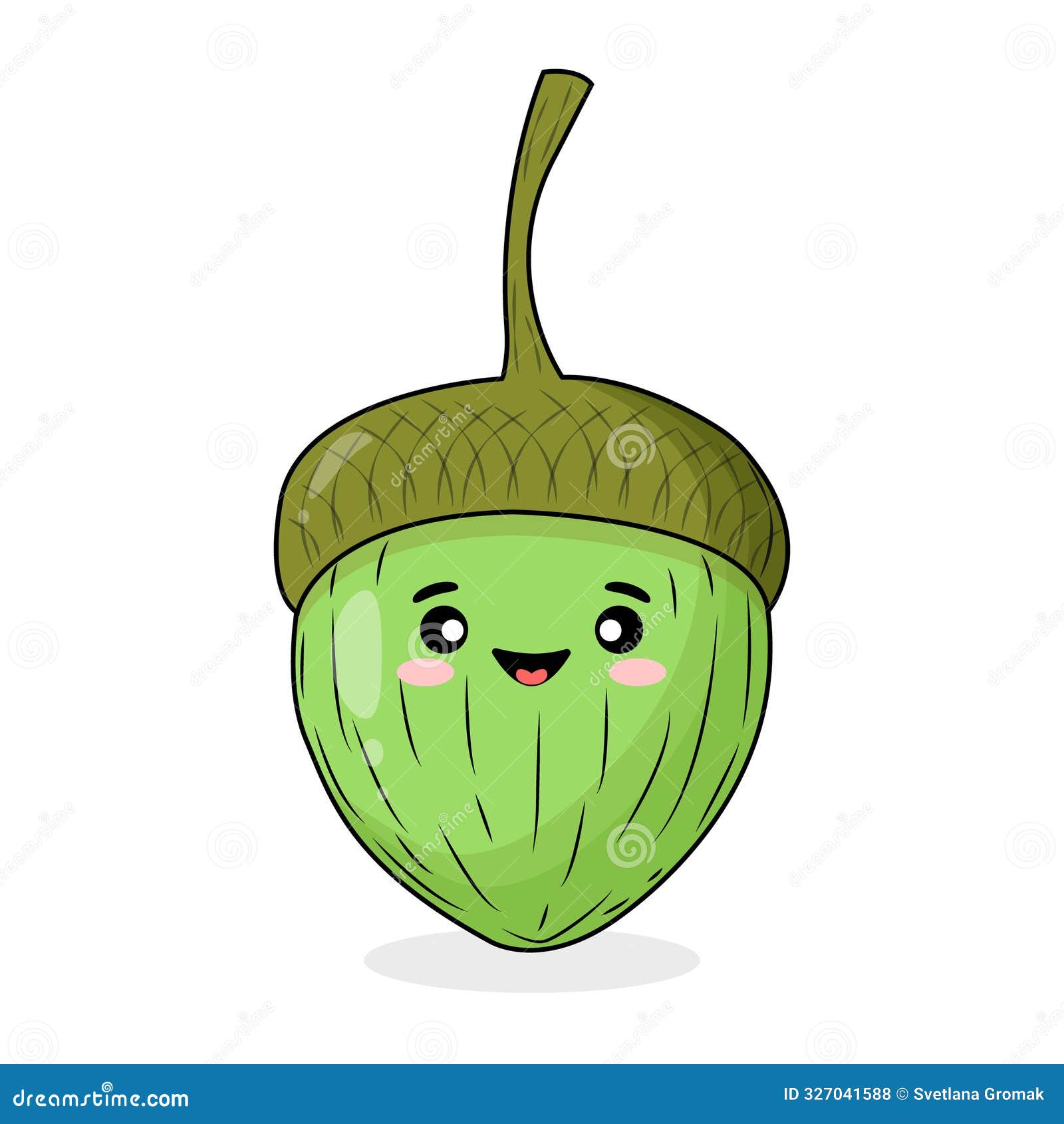 A Funny Green Acorn in a Cartoon Style Stock Vector - Illustration of ...