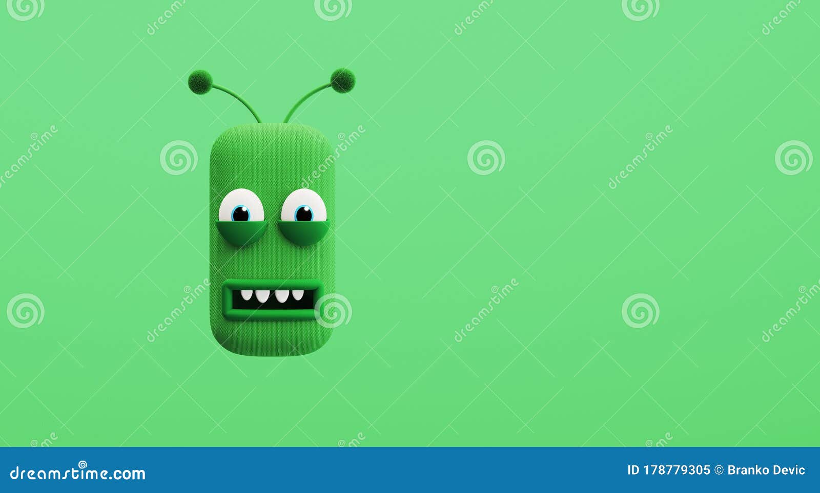 Funny Green Alien Character Face Expression 3d Render Stock ...