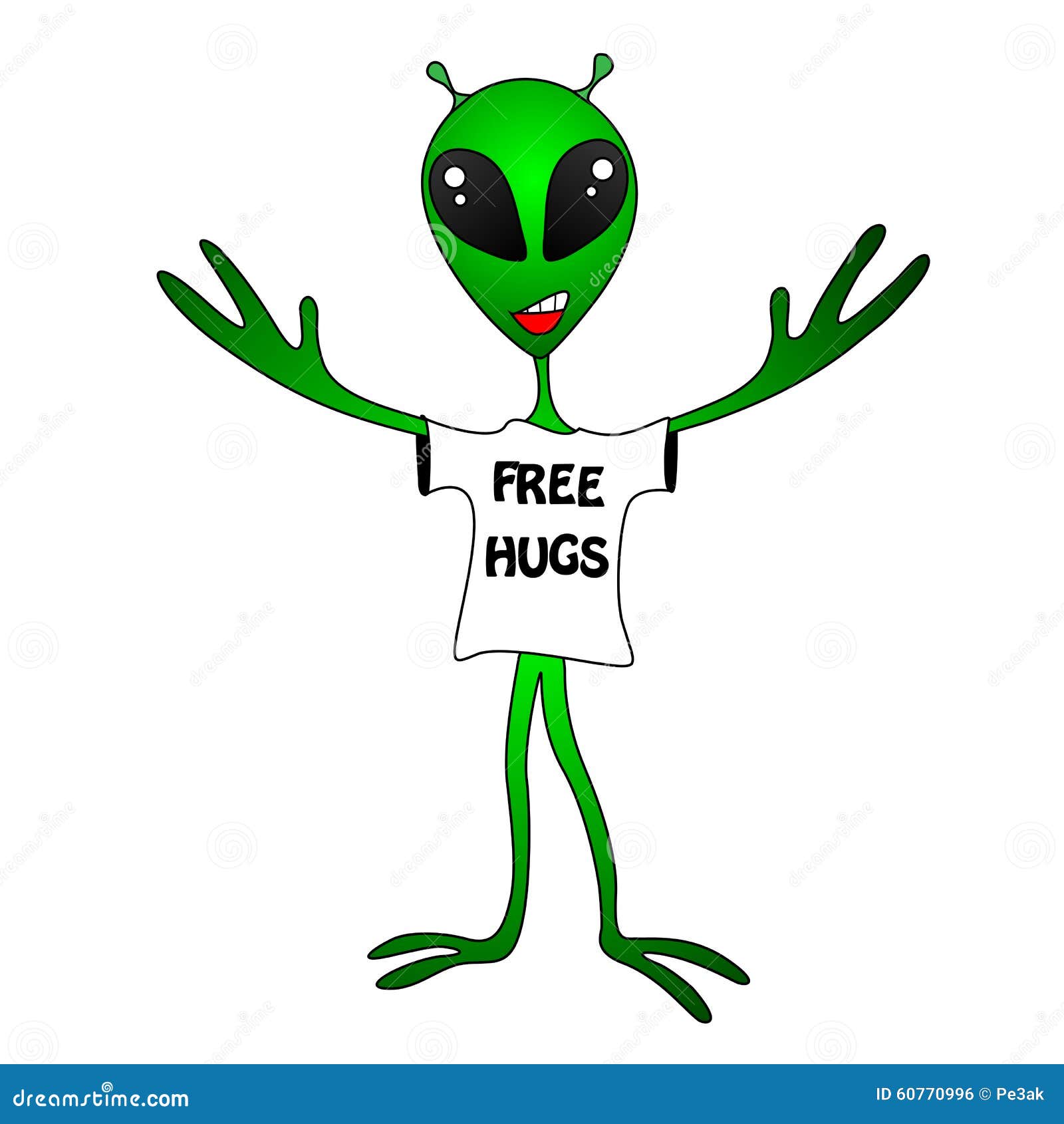 Funny Green Alien Stock Illustration - Image: 60770996