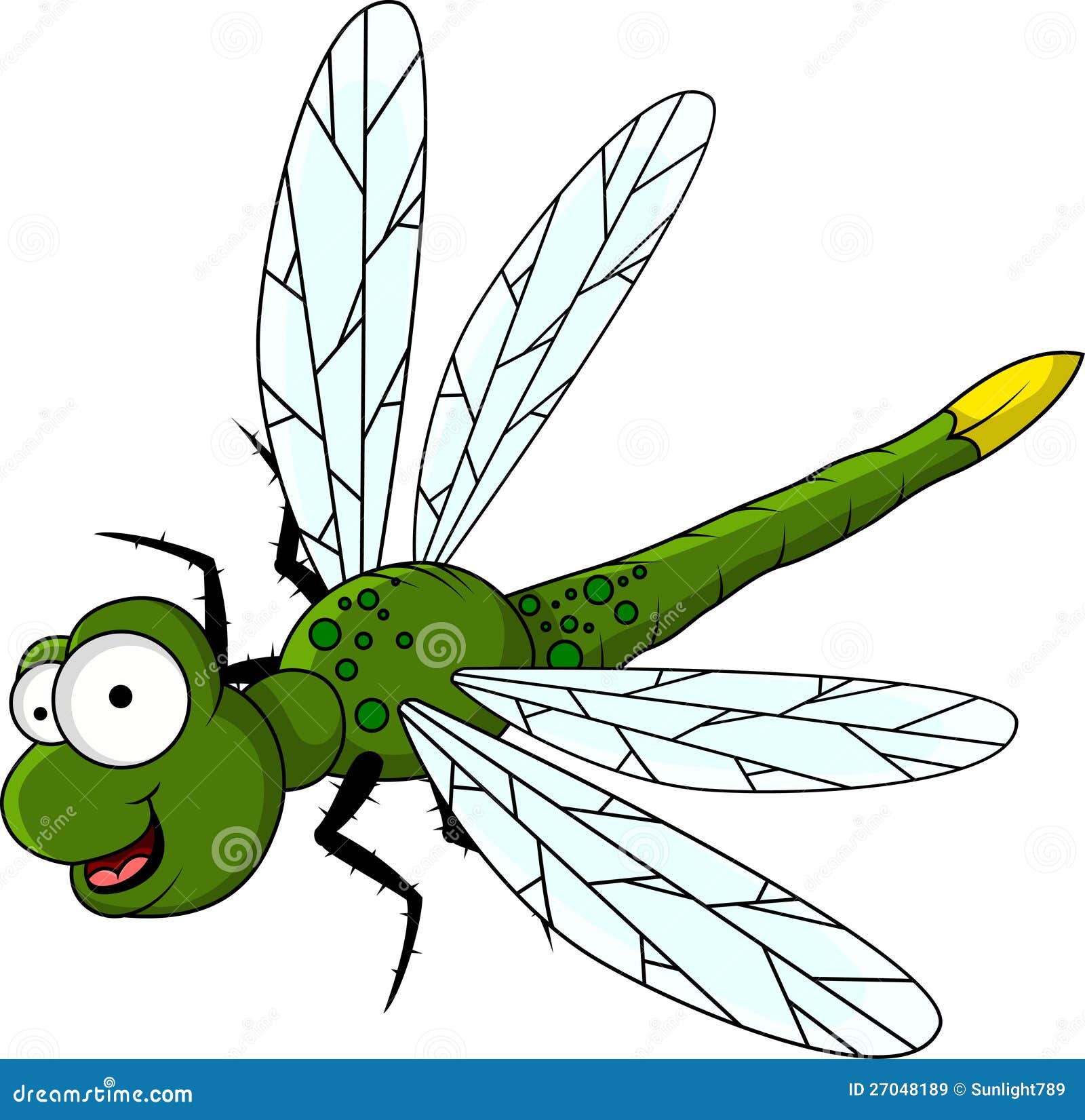 Dragonfly Cartoon Seamless Pattern. Spring Dress Fabric Print With ...