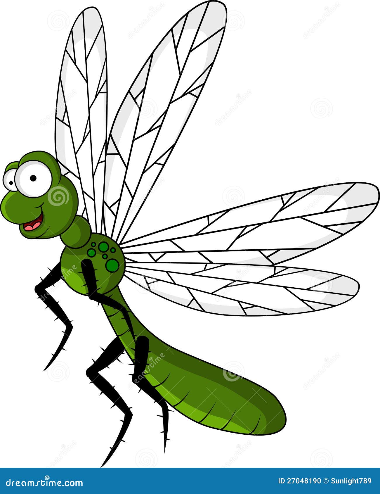Funny Green Dragonfly Cartoon Stock Illustration - Illustration of ...