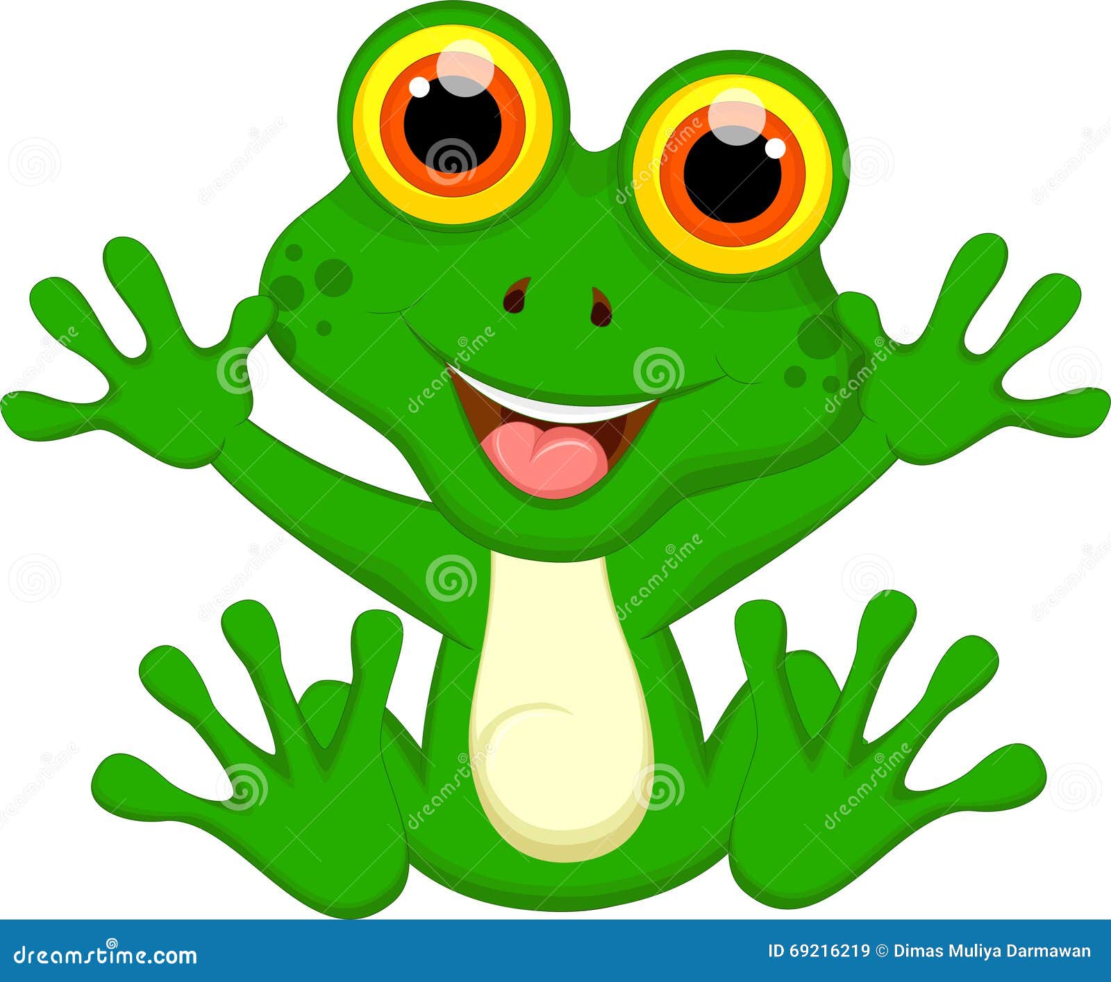 Funny Green Frog With Protruding Eyes Laughing And Winking Vector Set ...