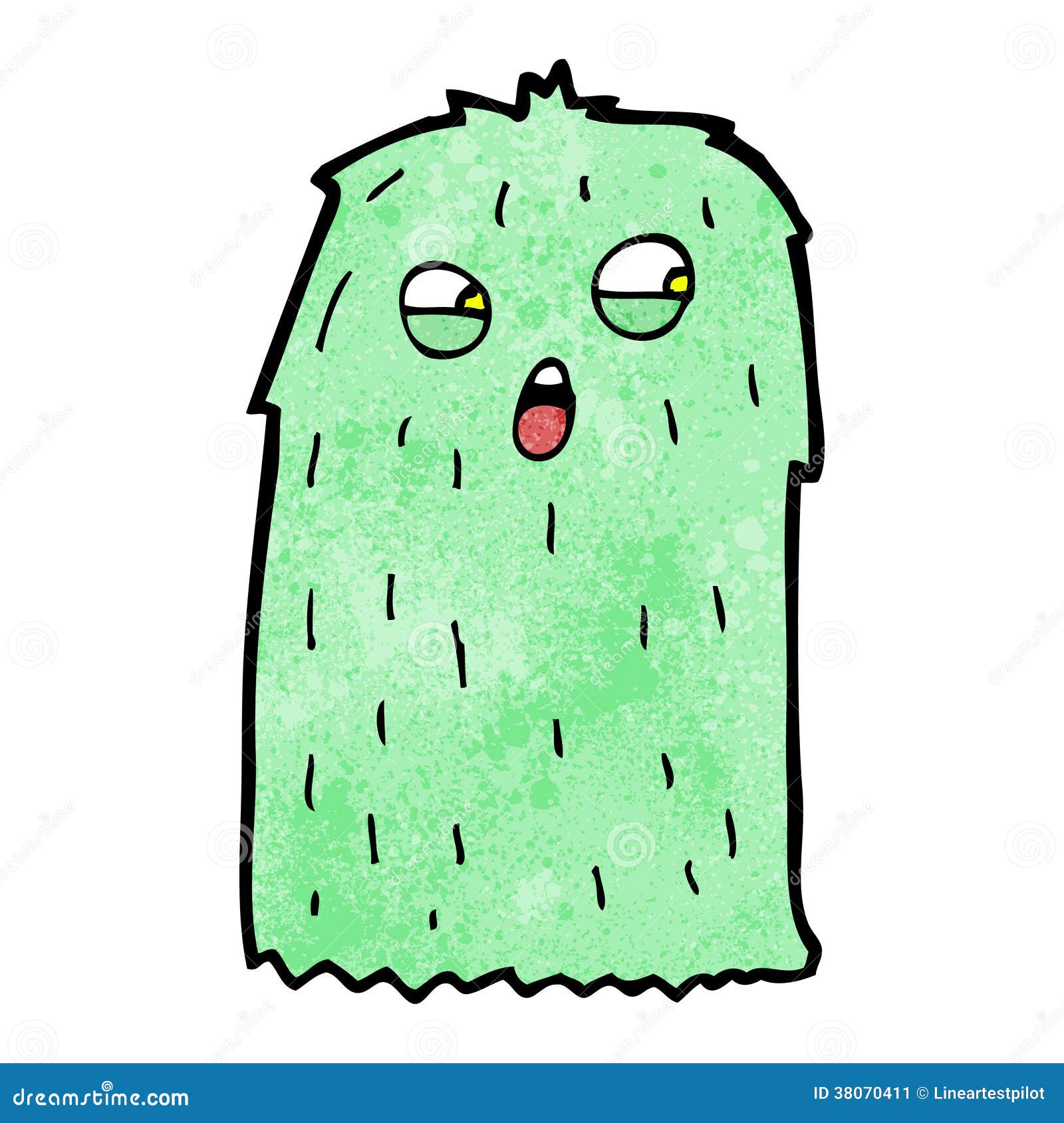 Funny Green Hairy Monster Cartoon Stock Illustration Illustration Of
