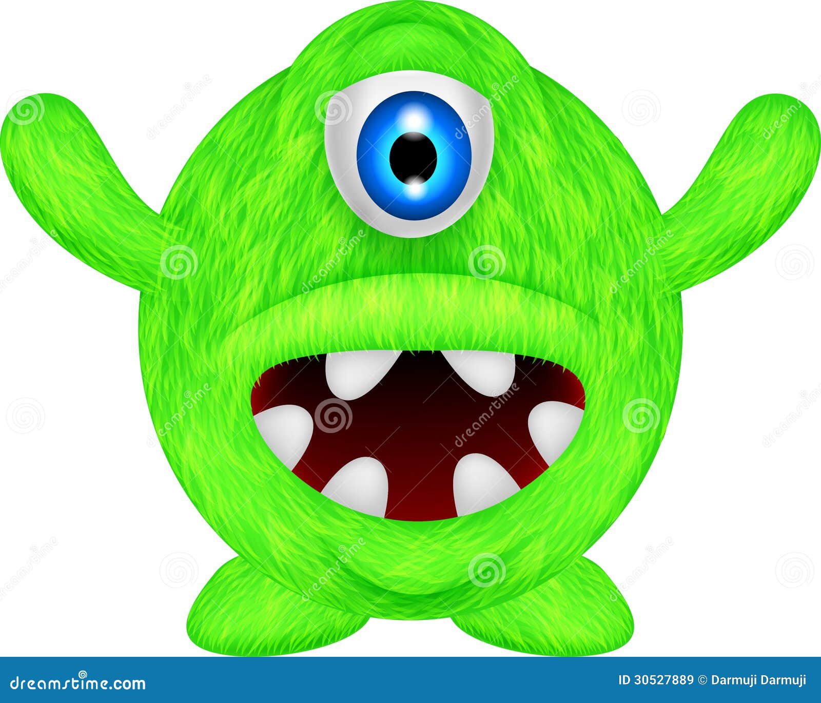 Funny green monster stock vector. Illustration of cute - 30527889