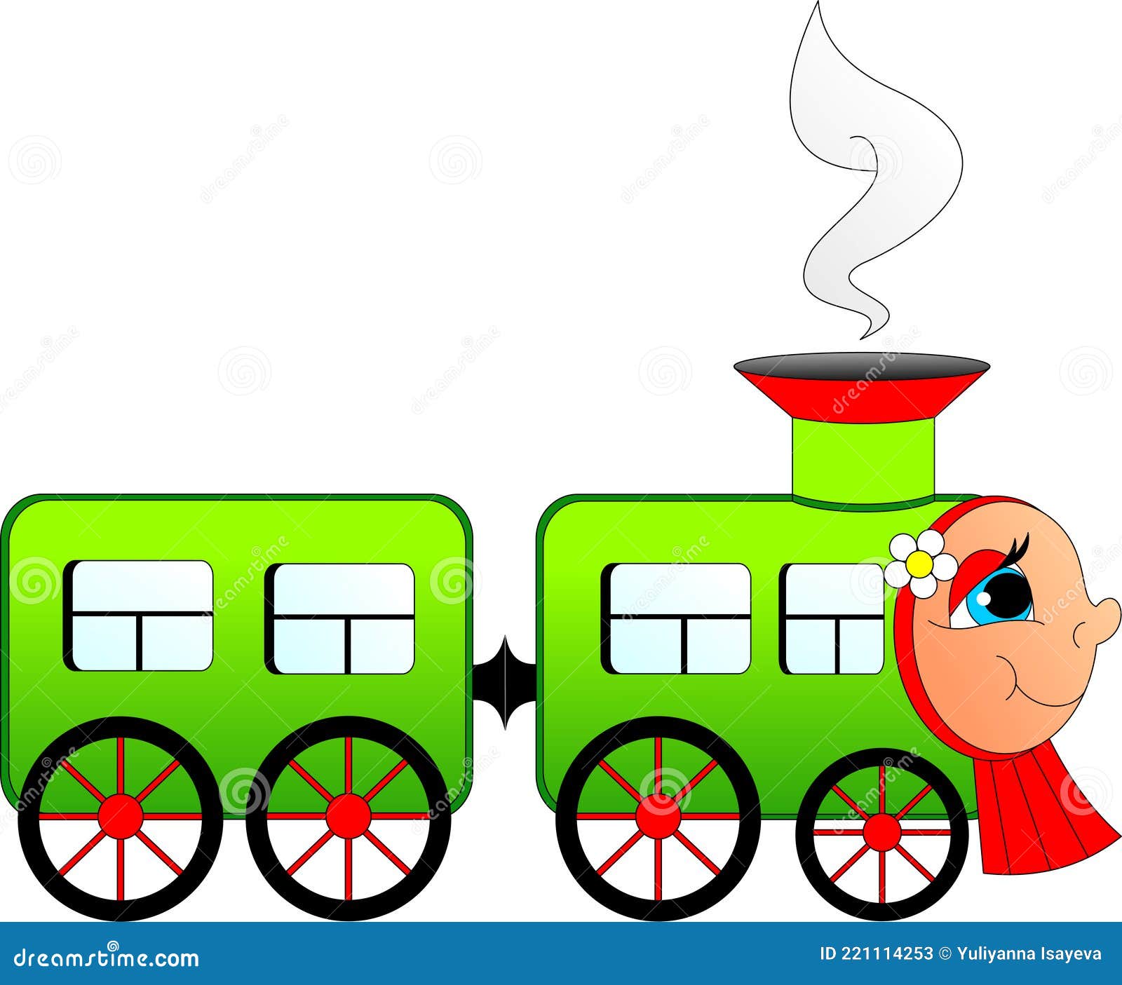 Train Toy With Carriages On White Background. Cartoon Illustration ...