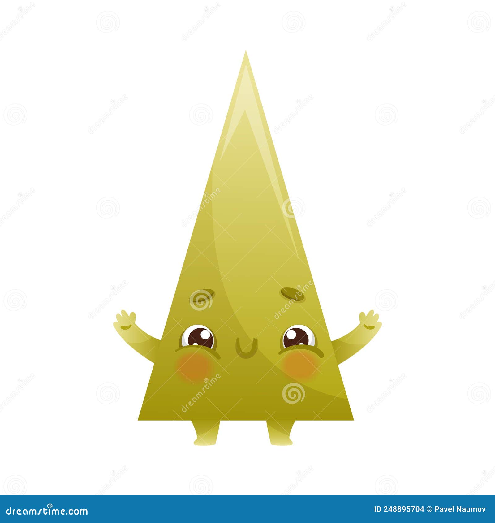 Funny Green Triangle As Geometric Shape Character with Smiling Face ...